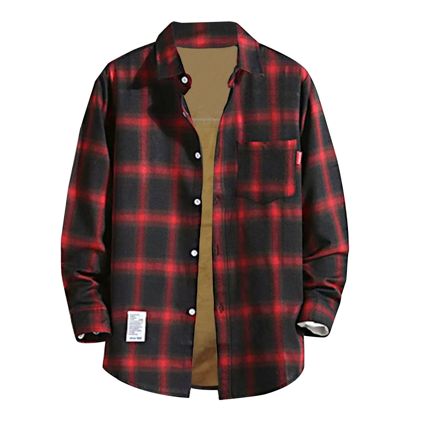 Fjofpr Mens Fashion Jacket Zip Front Plaid Men's Thick Warm Plaid Shirt ...