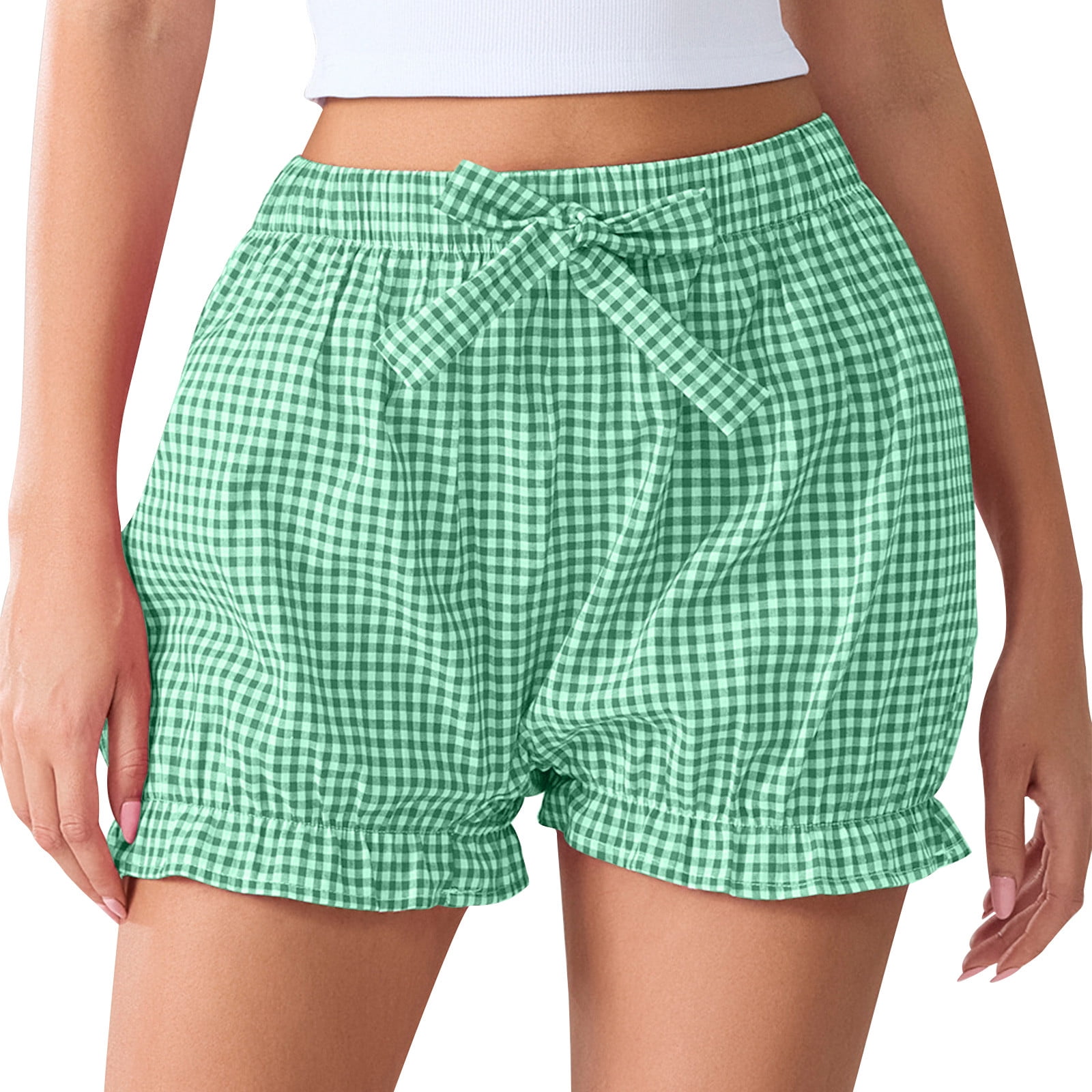Fjofpr Shorts for Women Trendy 2025 Ladies' Summer Casual Bow Plaid ...