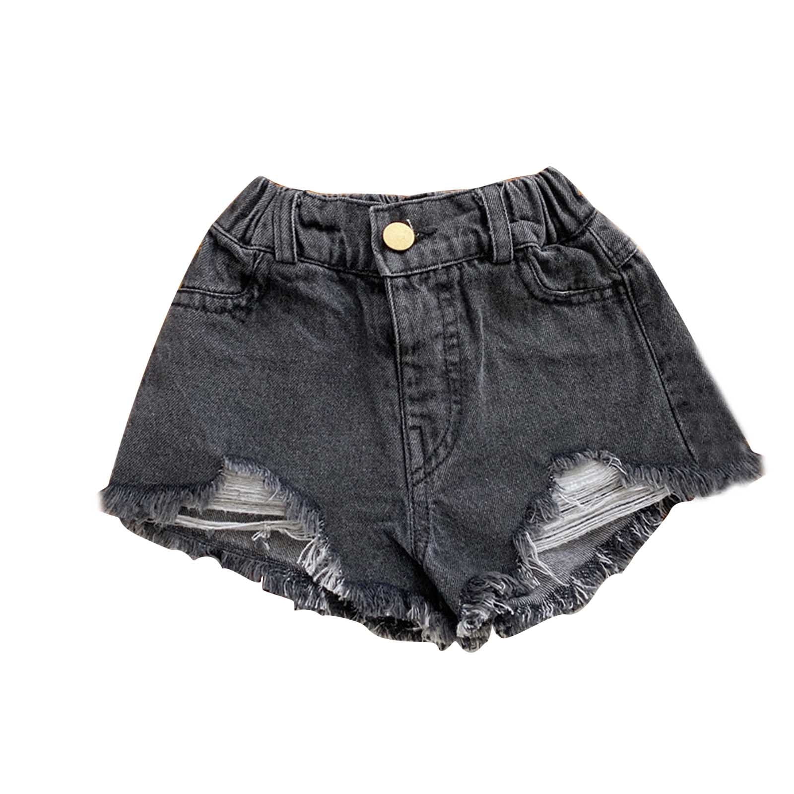 Fjofpr Summer Girls Shorts Size 10-12 Black Child's Summer Solid Girls ...
