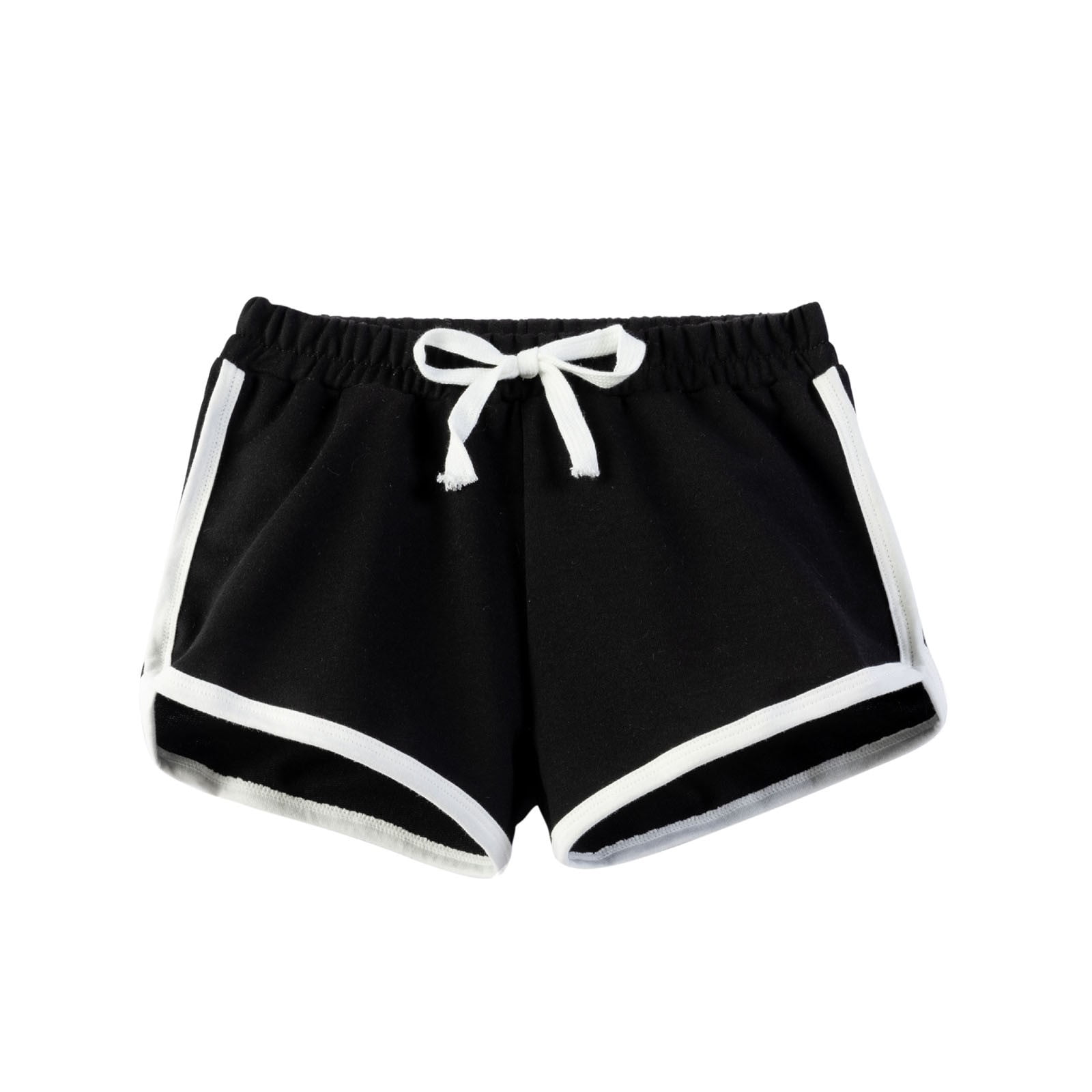 Fjofpr Summer Girls Shorts Size 10-12 Black Children's Solid Color ...