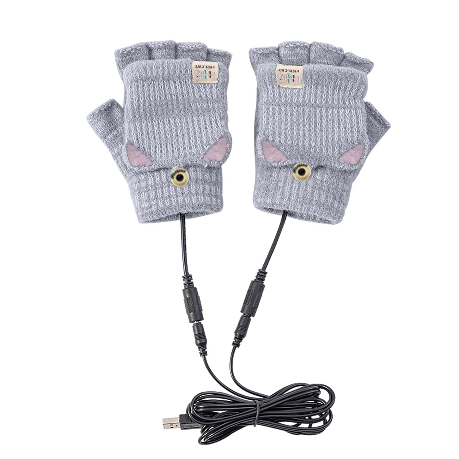 Fjofpr Winter Gloves for Women Warm Knit Thick Mitten Smart USB ...