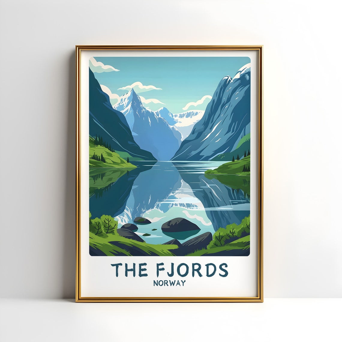 The Fjords Travel Print Norway Home Décor, Stunning Fjord Art Print For Scandinavian Mountains ...