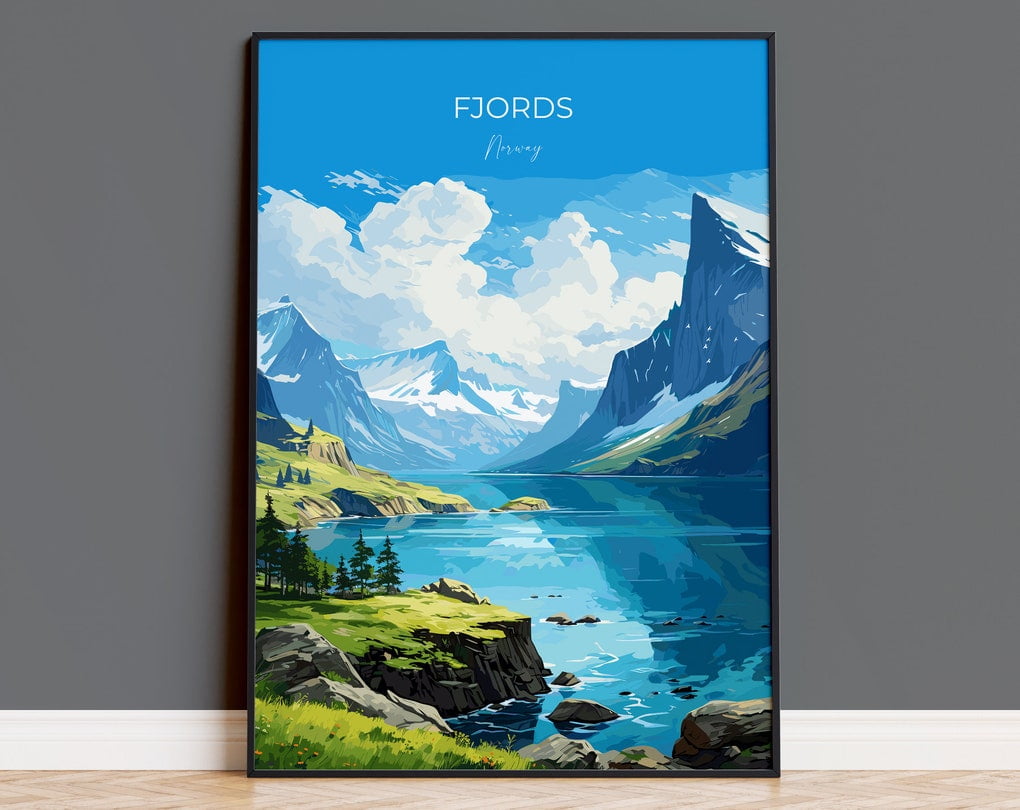 Fjords Travel Print, Travel Poster Of Fjords, Norway Poster, Fjords Art ...