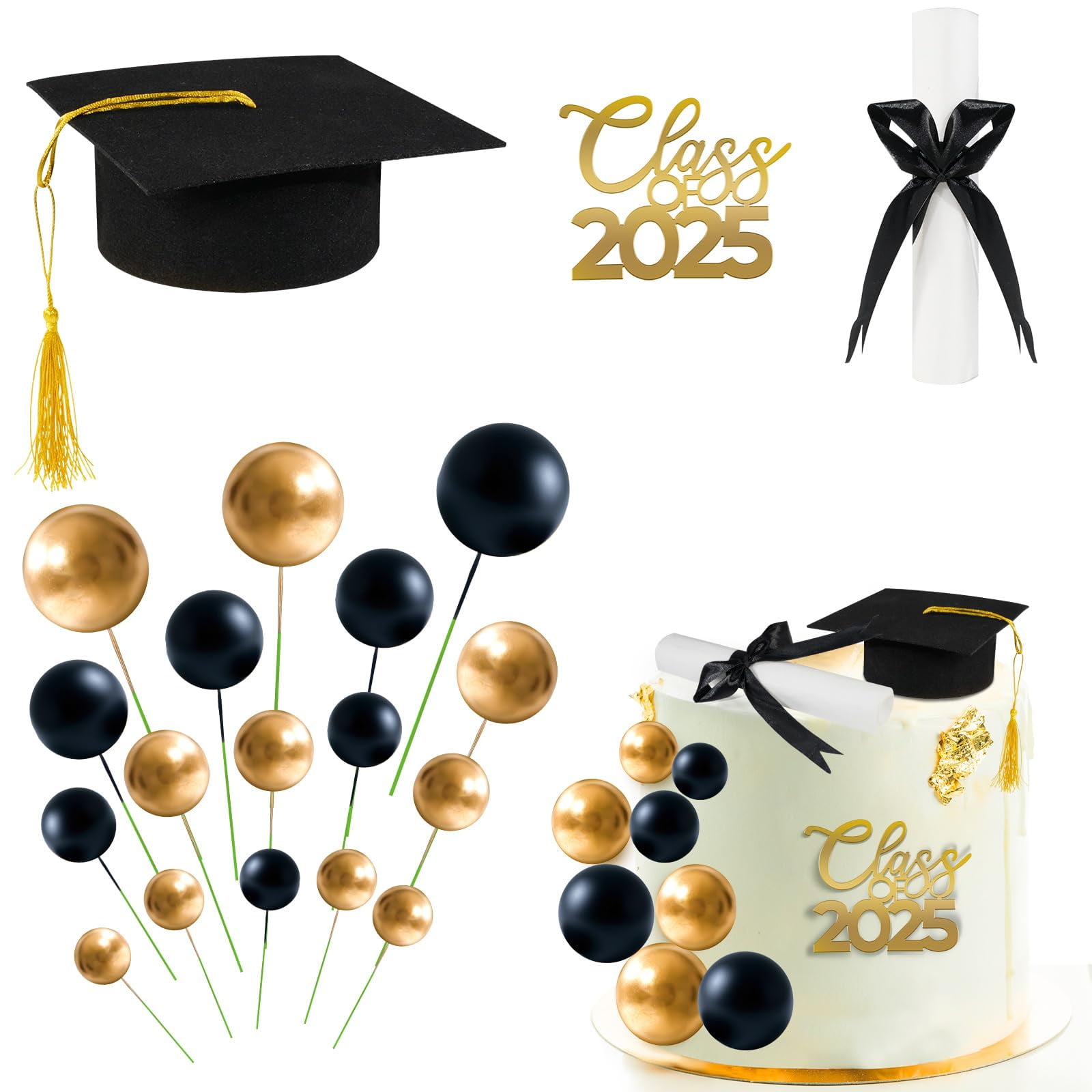 Fjoron Class of 2025 Graduation Cake ITL1 Kit Includ Felt Graduation ...