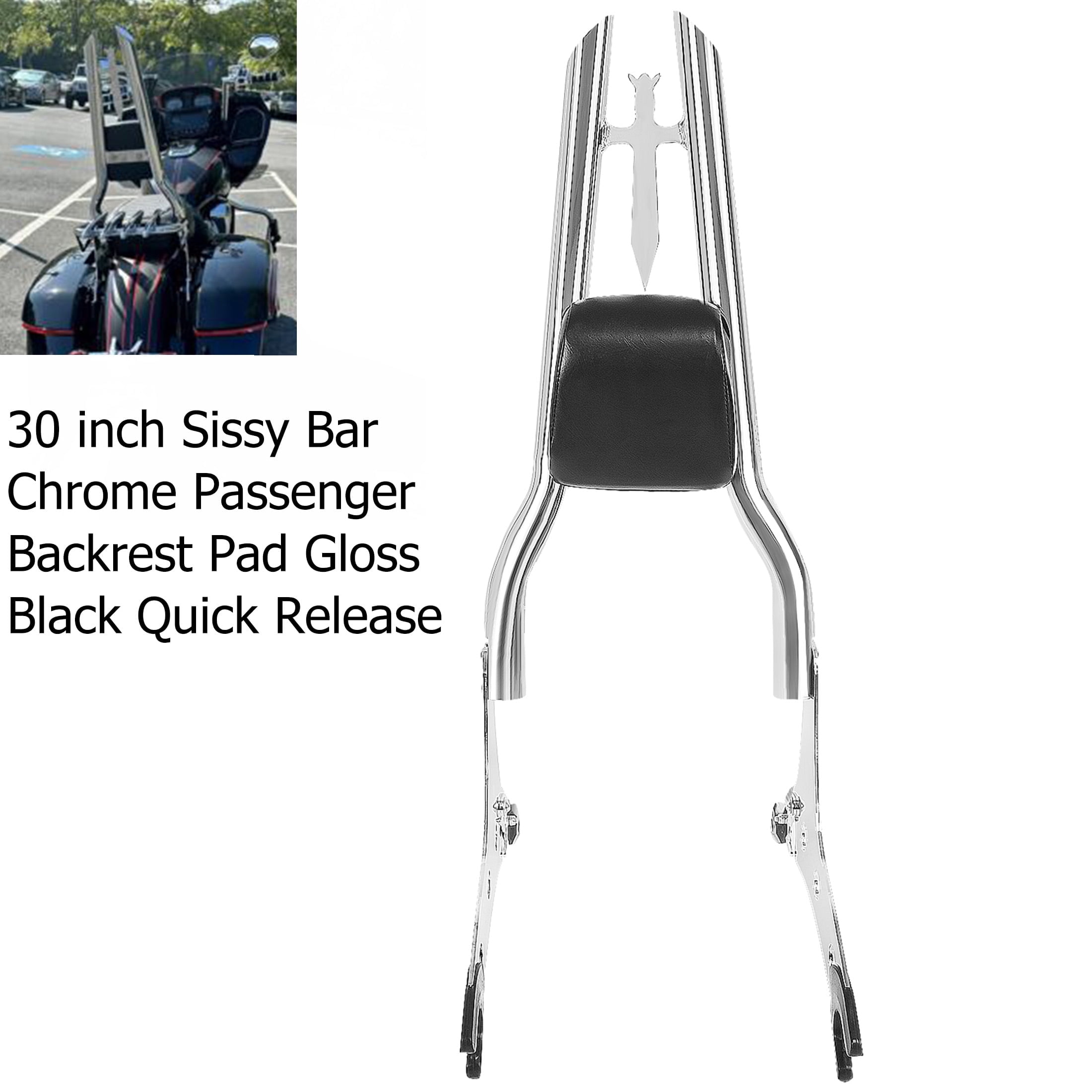 Fjpacemt 30" Backrest Chrome Sissy Bar Detachable for Motorcycle Indian ...
