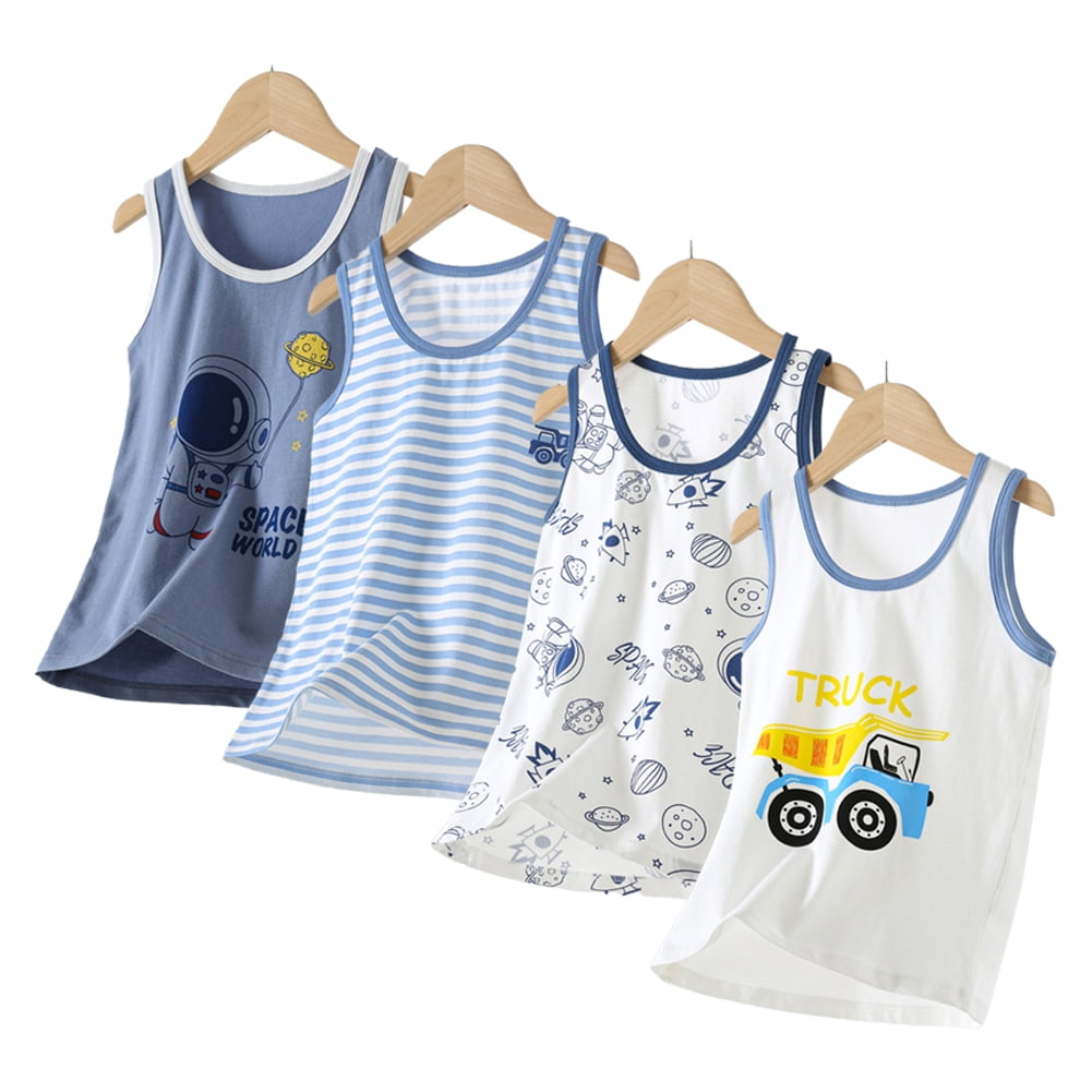 Fjuchai 3-13Y Toddler Kids Cartoon Tank Boys Girls Summer Tank Cotton ...