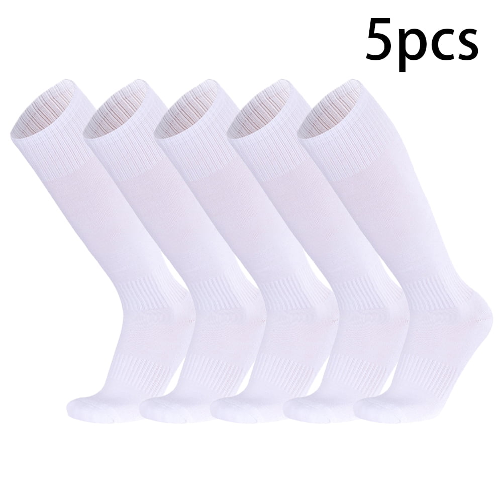 Fjuchai 5 Pairs Mens Sport Knee High Socks Long Baseball Football Tube ...