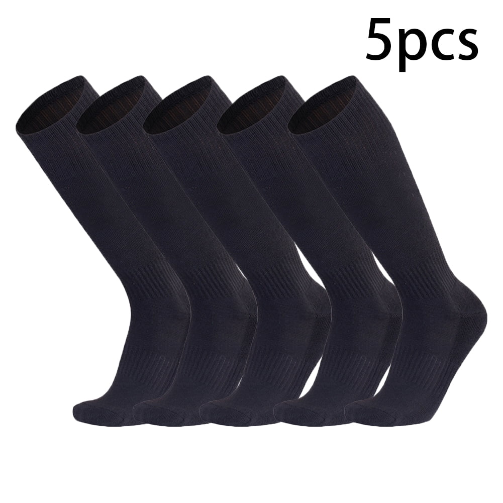 Fjuchai 5 Pairs Mens Sport Knee High Socks Long Baseball Football Tube ...