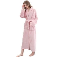 HEARTNICE Women's Soft Plush Long Bathrobe, Warm Pineapple Fleece, Convenient Pockets, Secure ...