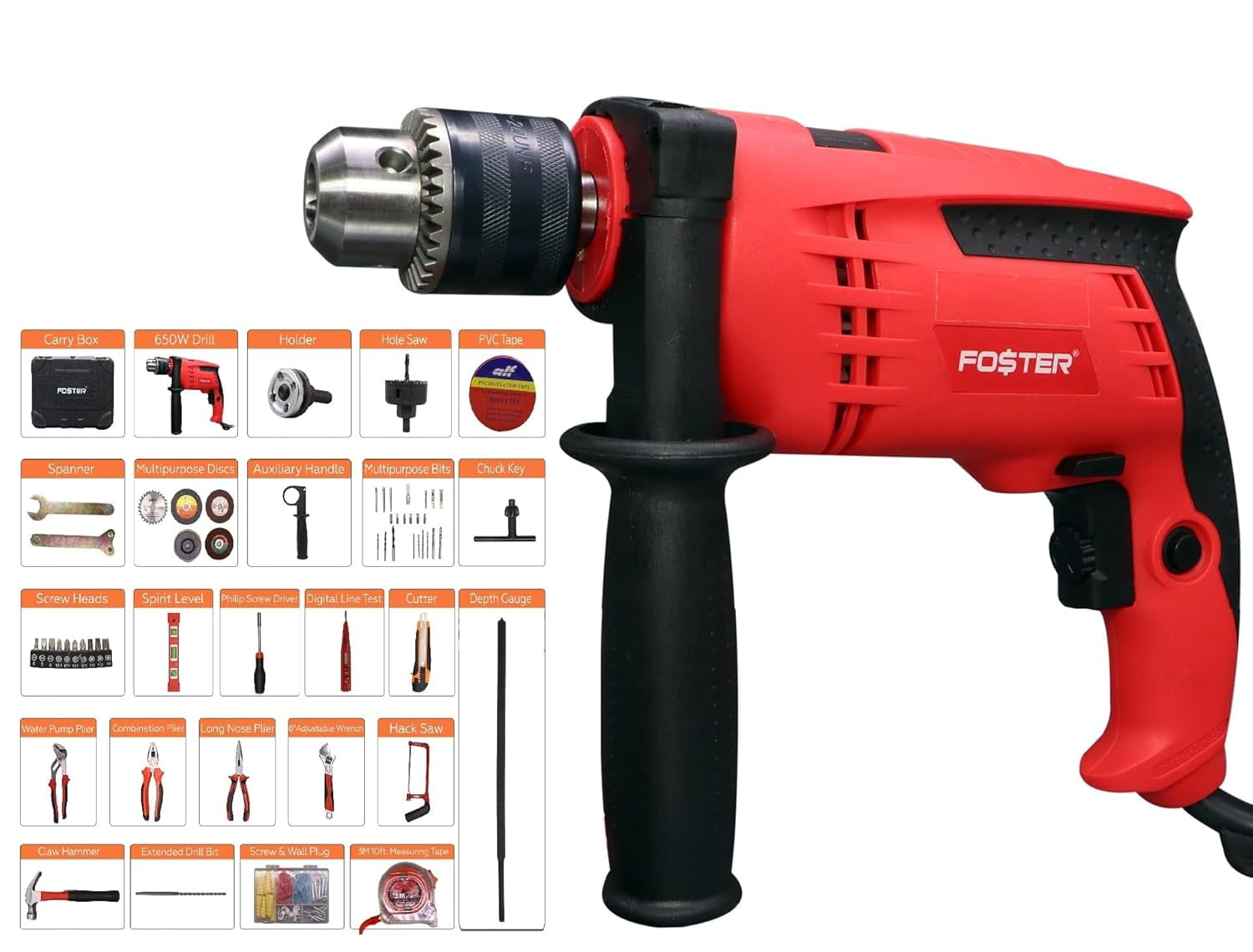 Fk-5513 Pro Reversible Impact Driver Drill Machine 160pcs Hand Tool Kit ...