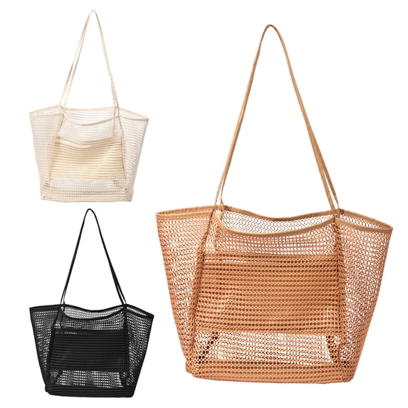 Fkszll 3 Pcs Beach Bag for Women Foldable Women Travel Mesh Tote Bag ...