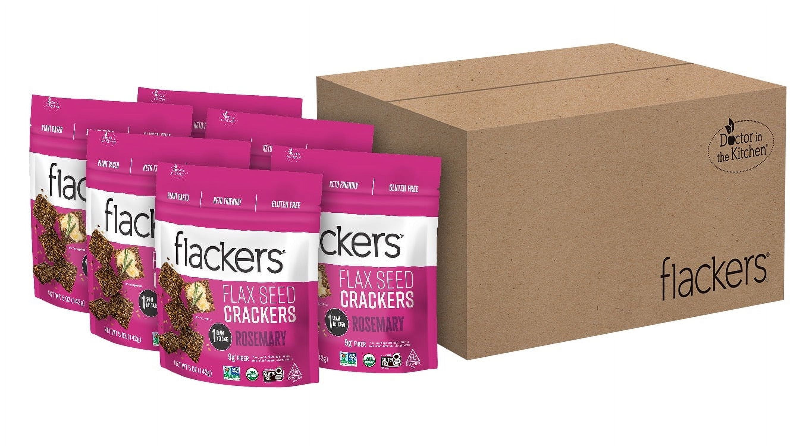 Flackers Organic Rosemary Flaxseed Crackers, Gluten Free, Non GMO ...