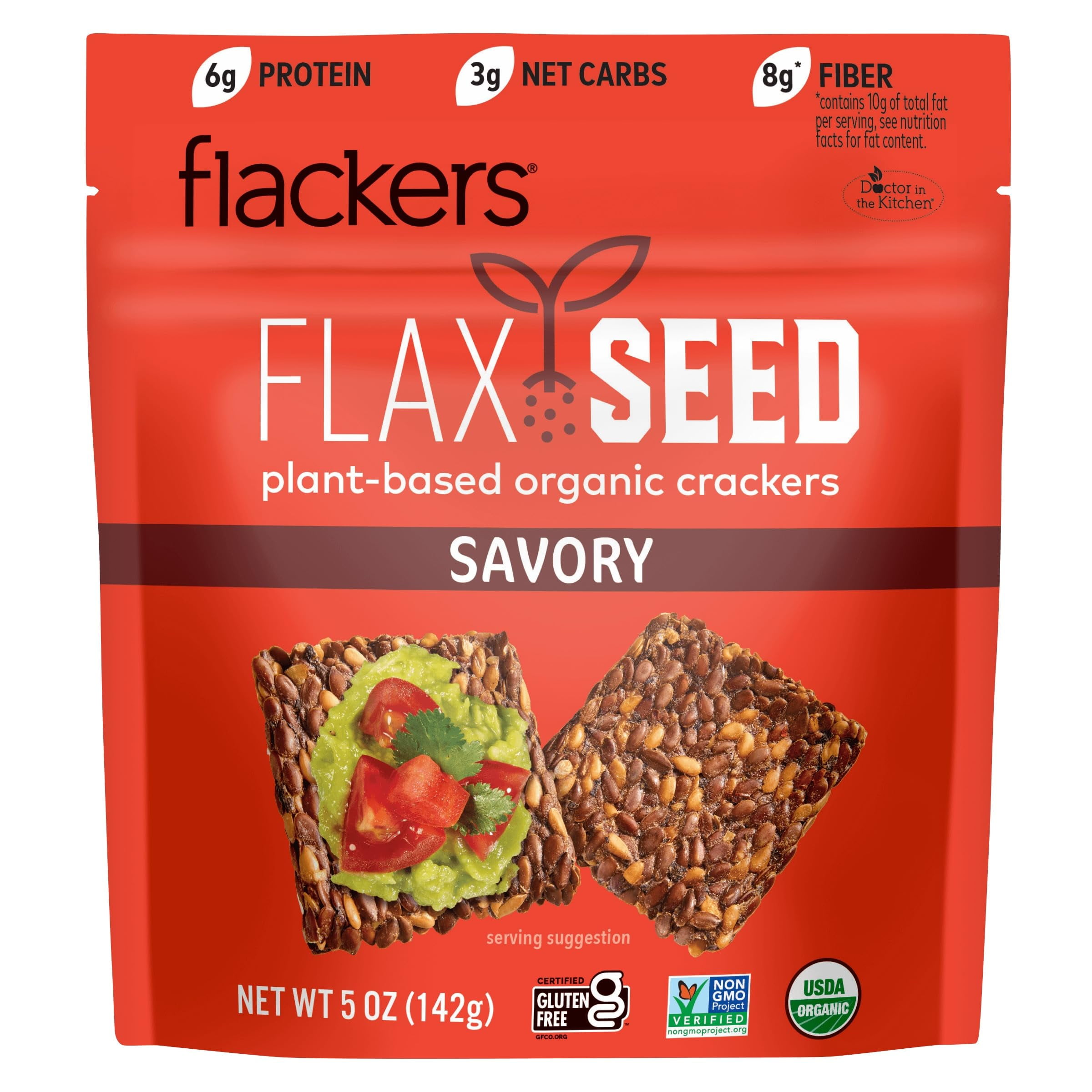 Flackers Organic Savory Flaxseed MMF7 Crackers, Gluten Free, Non GMO ...