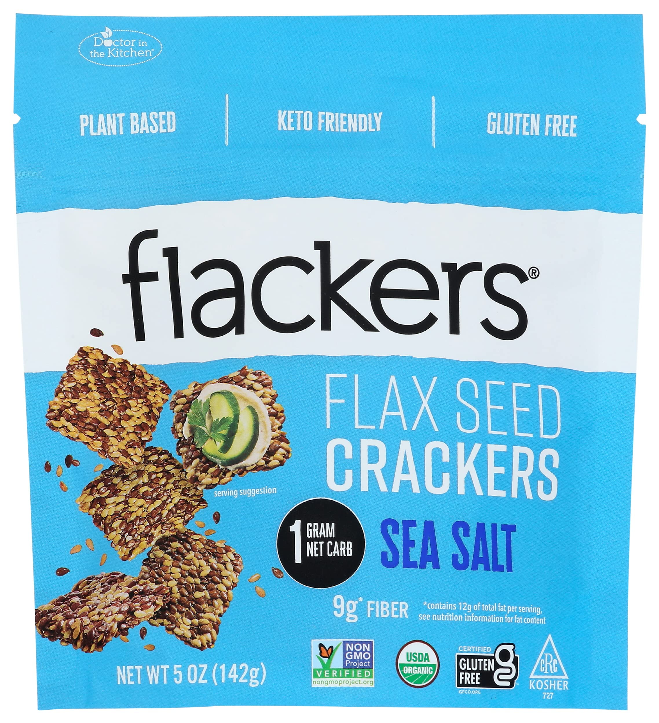 Flackers Organic Sea Salt CCF19 Flaxseed Crackers, Gluten Free, Non GMO ...