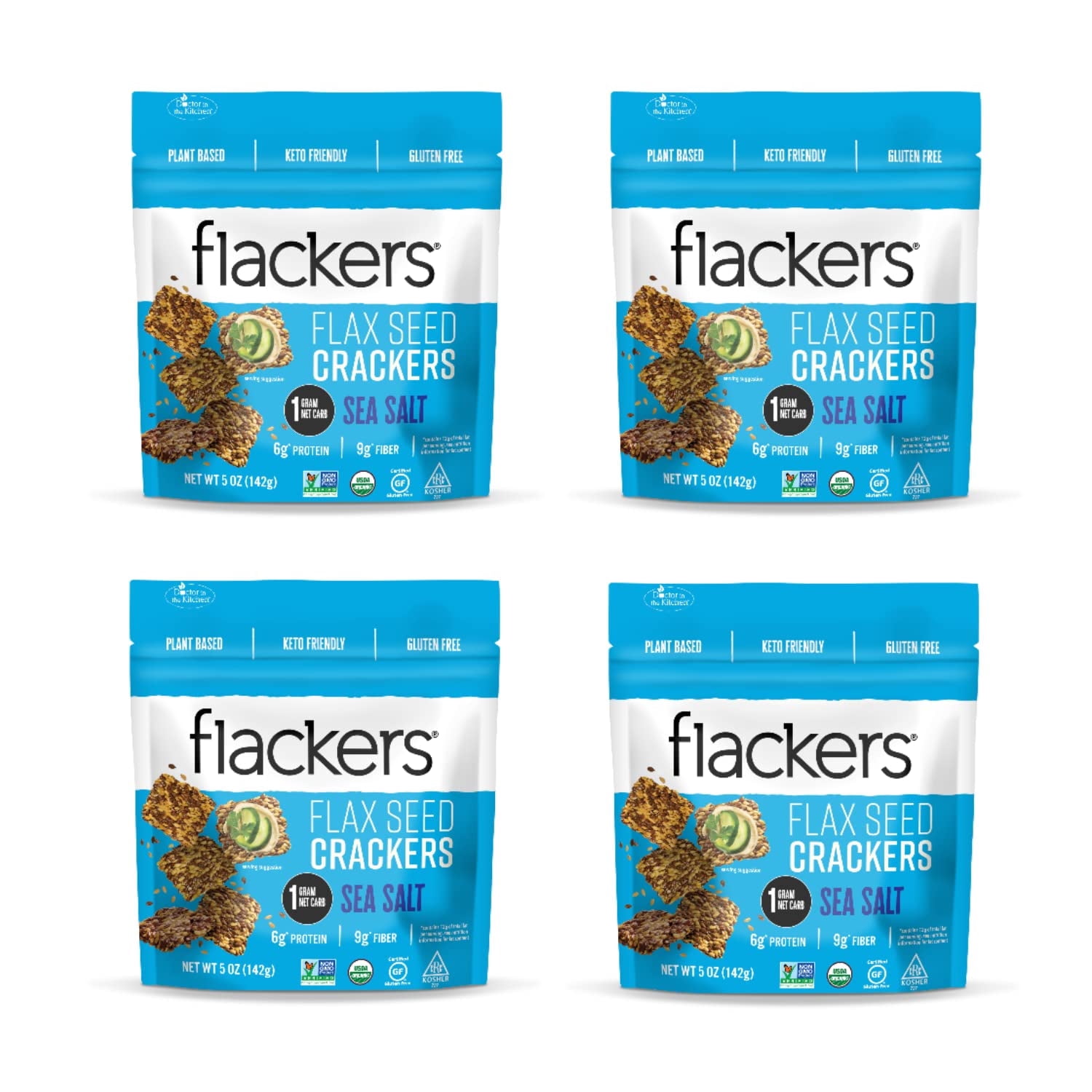 Flackers Organic Sea Salt Flaxseed Crackers, Gluten Free, Non GMO ...