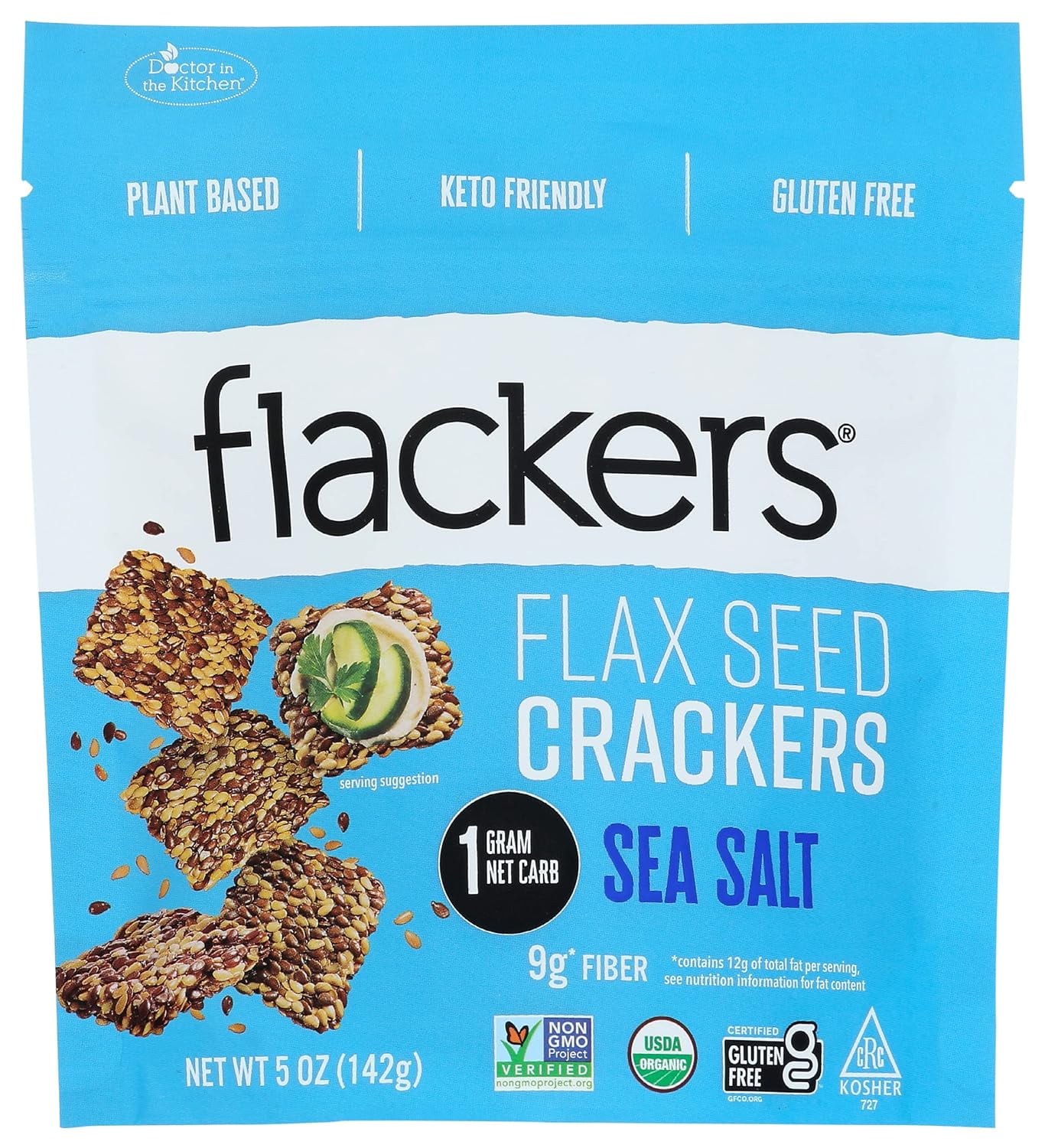 Flackers Organic Sea Salt Flaxseed Crackers, Gluten Free, Non GMO ...