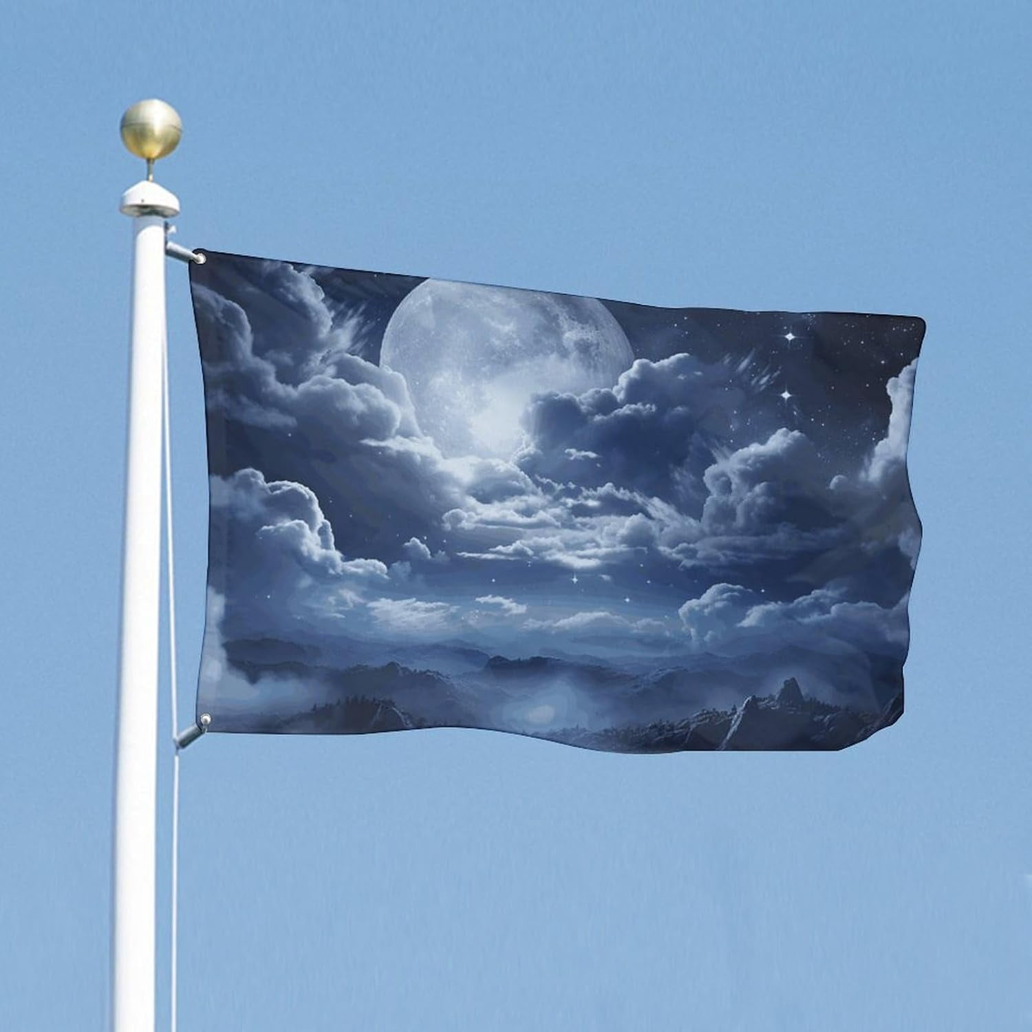 Flag 24x35 in Double Sided Yard Flags Cloudy Night Full Moon Garden ...