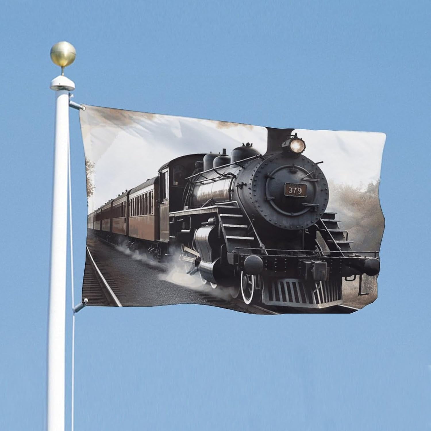 Flag 24x35 in Double Sided Yard Flags Steam Train Garden Flag Welcome ...