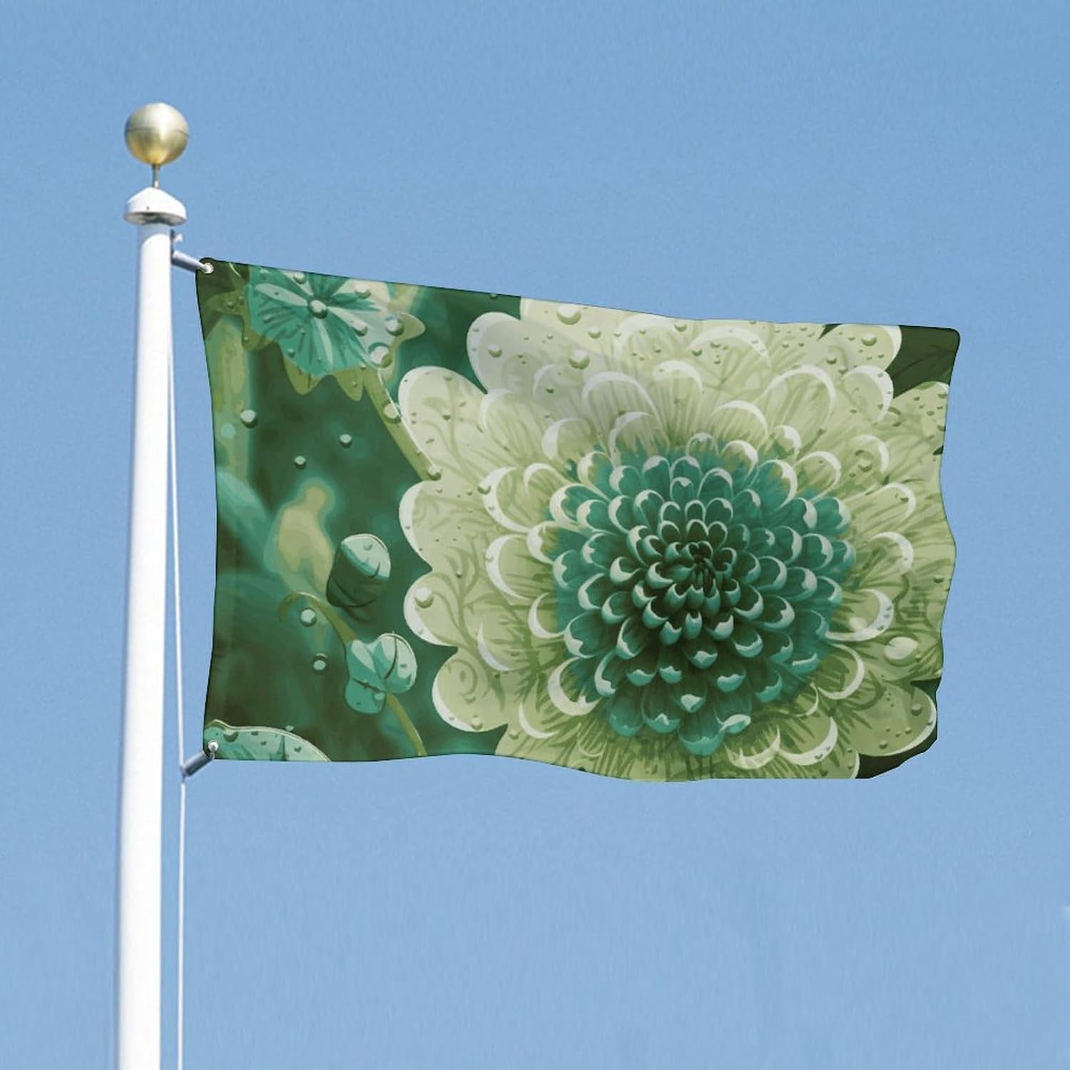 Flag 35x59 in Double Sided Yard Flags Green Flower Garden Flag Welcome ...