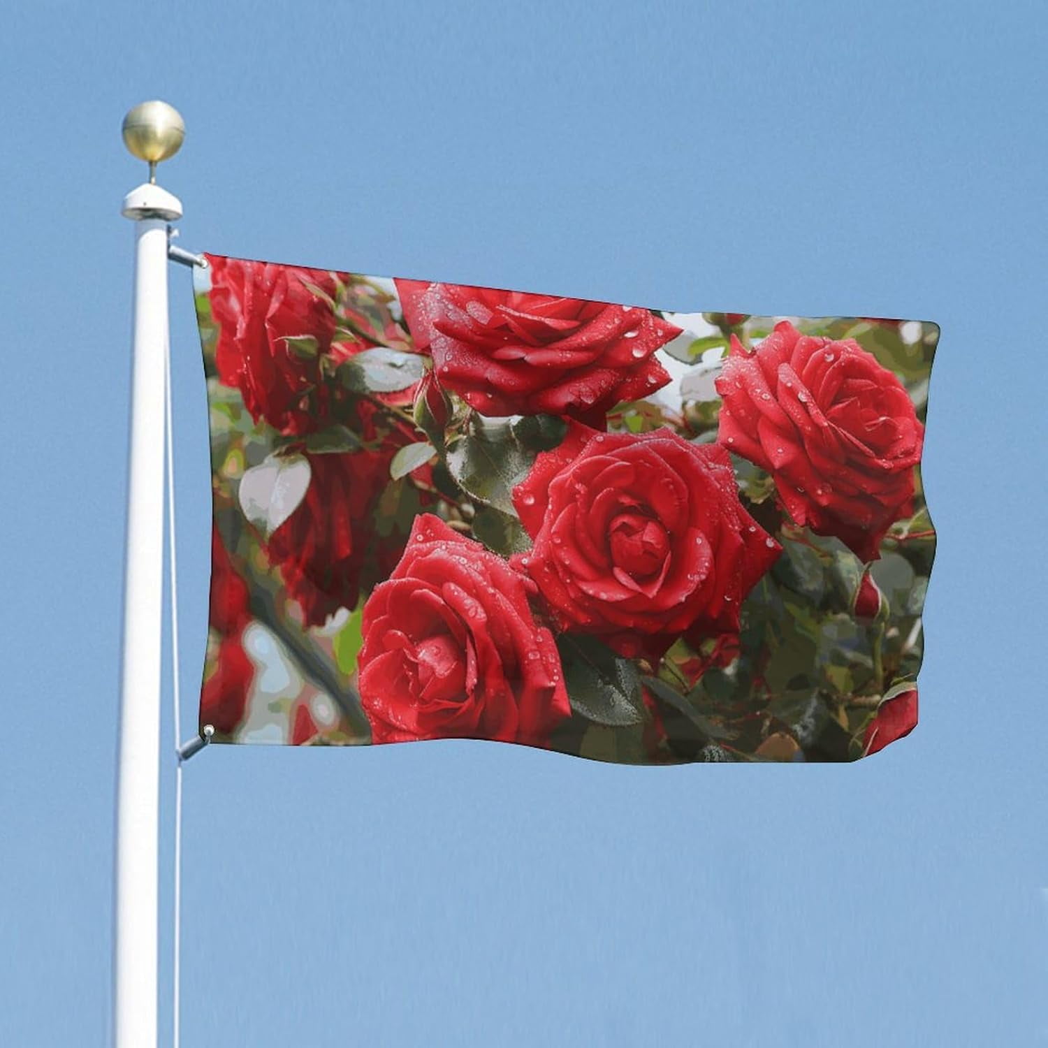 Flag 35x59 in Double Sided Yard Flags Red Roses Garden Flag Welcome ...