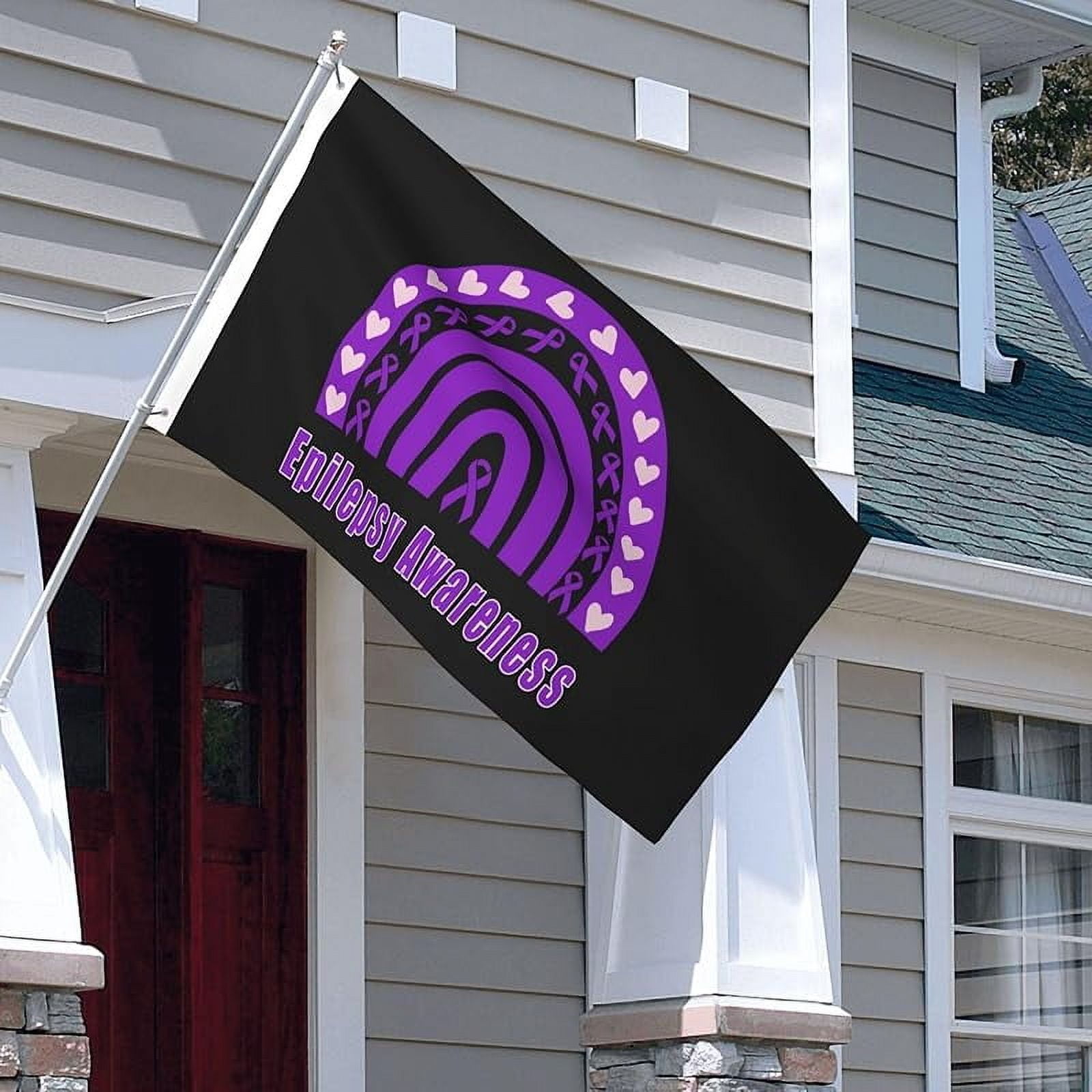 Flag 3x5 ft Epilepsy Awareness Rainbow Hearts Double Sided Banner Sign ...