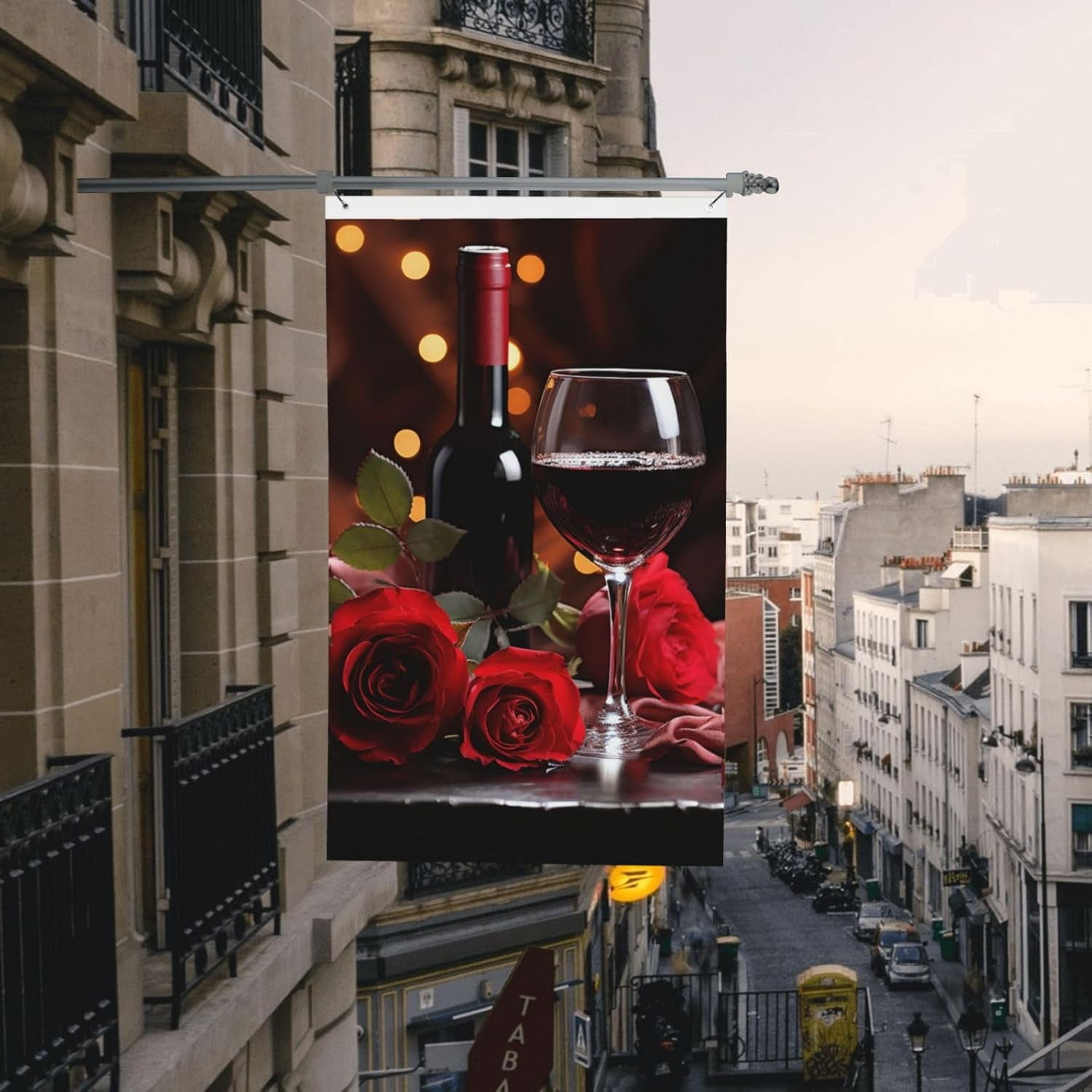 Flag 4.85x8 ft Flags for Outside Funny Banner Garden Flag Red Wine Rose ...