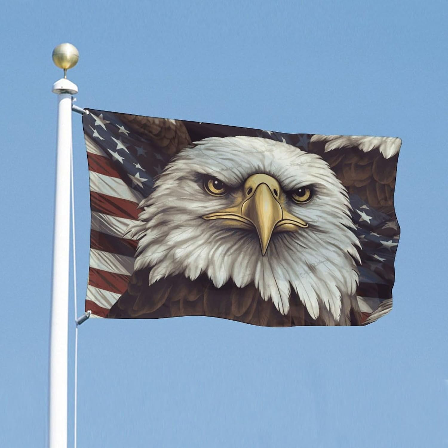 Flag 47x70 in Double Sided Yard Flags Bald Eagle Garden Flag Welcome ...