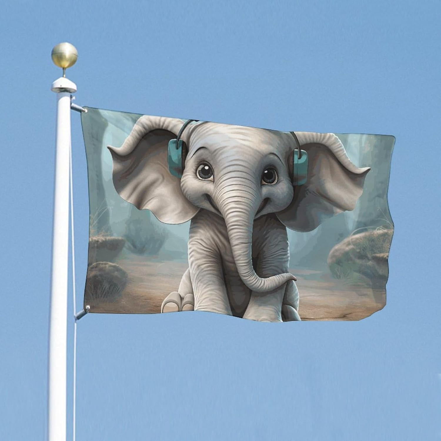 Flag 47x70 in Double Sided Yard Flags Gray Elephant Garden Flag Welcome ...