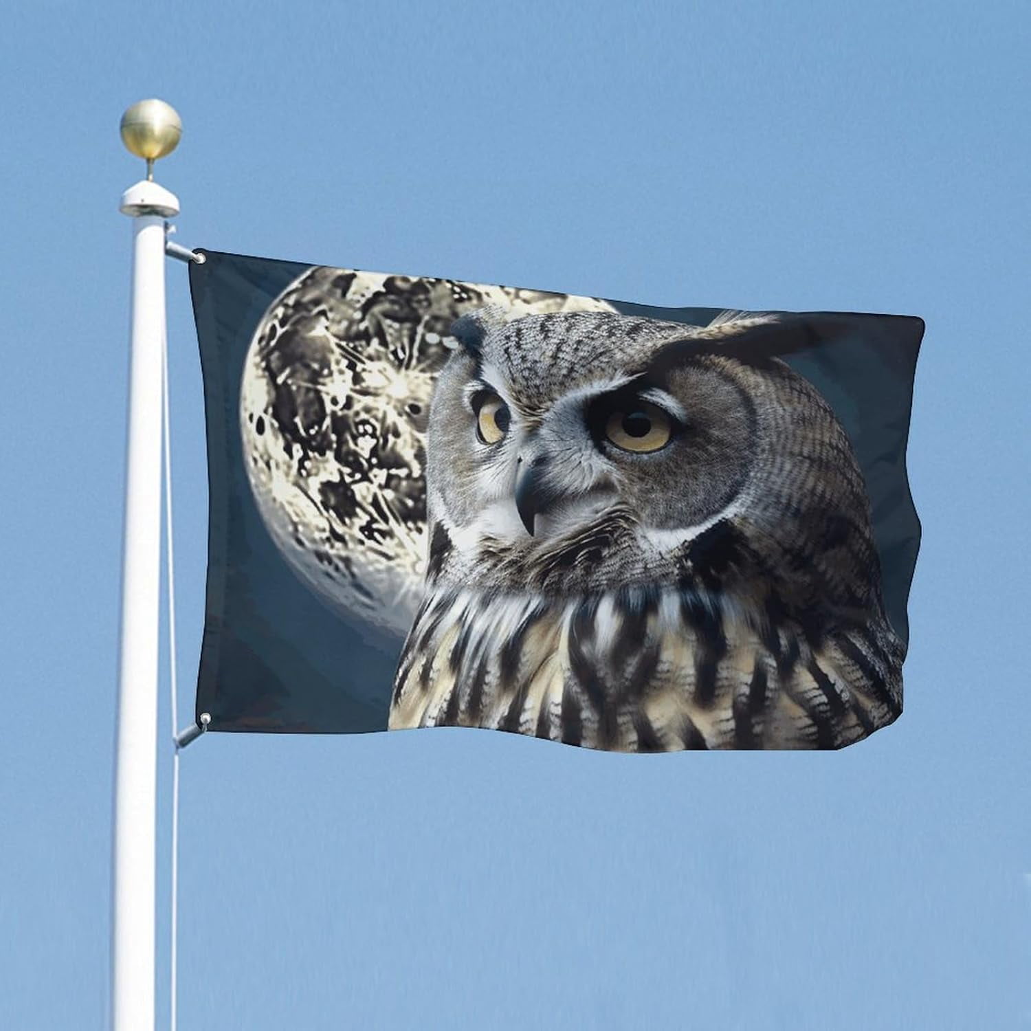 Flag 47x70 in Double Sided Yard Flags Owl And Moon Garden Flag Welcome ...