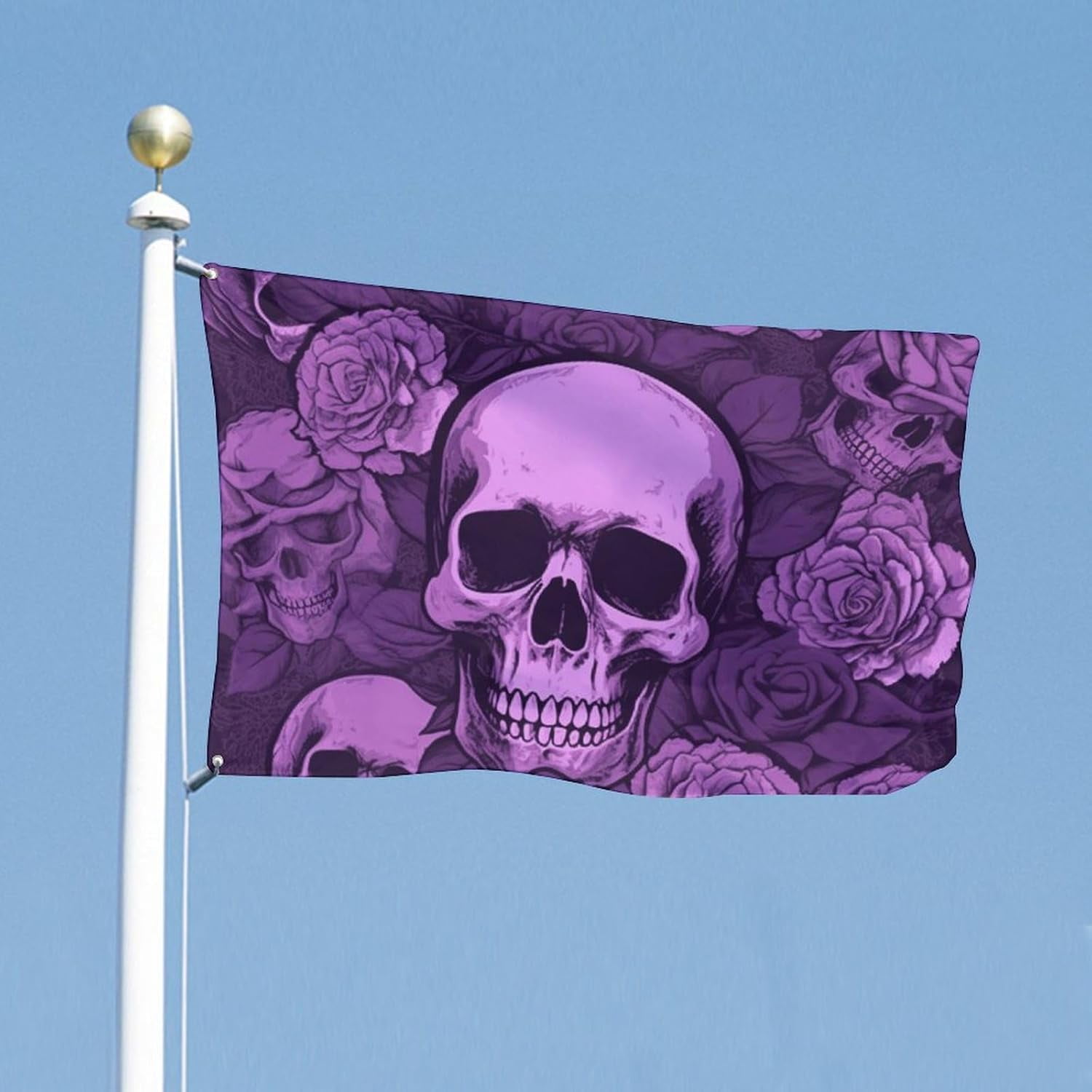 Flag 47x70 in Double Sided Yard Flags Purple Skulls And Roses Garden ...