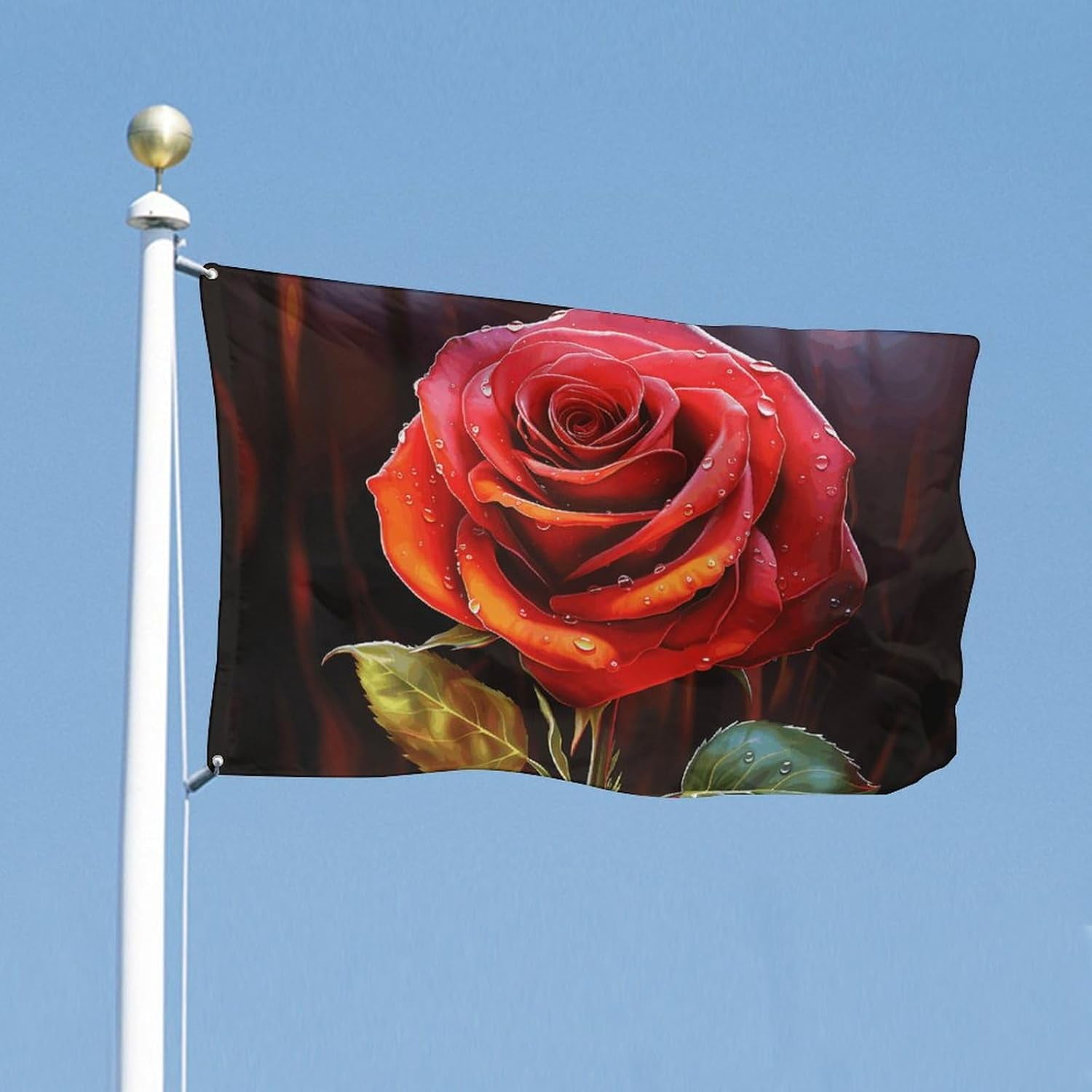 Flag 47x70 in Double Sided Yard Flags Red Rose Art Garden Flag Welcome ...