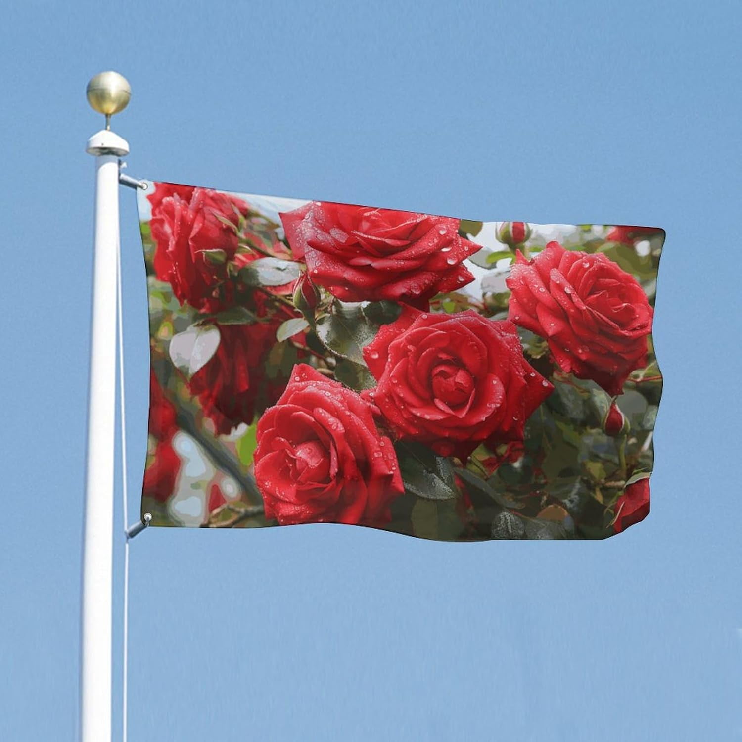 Flag 47x70 in Double Sided Yard Flags Red Roses Garden Flag Welcome ...