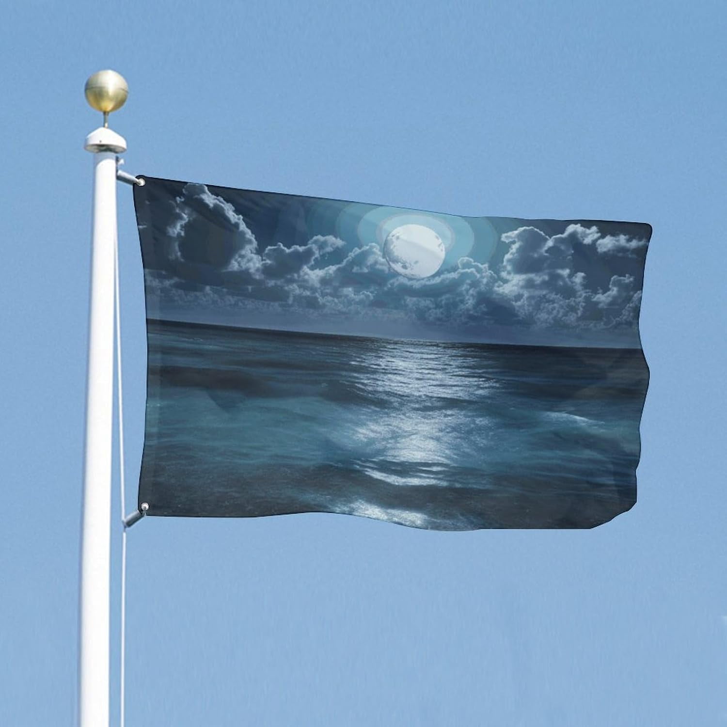 Flag 47x70 in Double Sided Yard Flags Sea And Moon Garden Flag Welcome ...