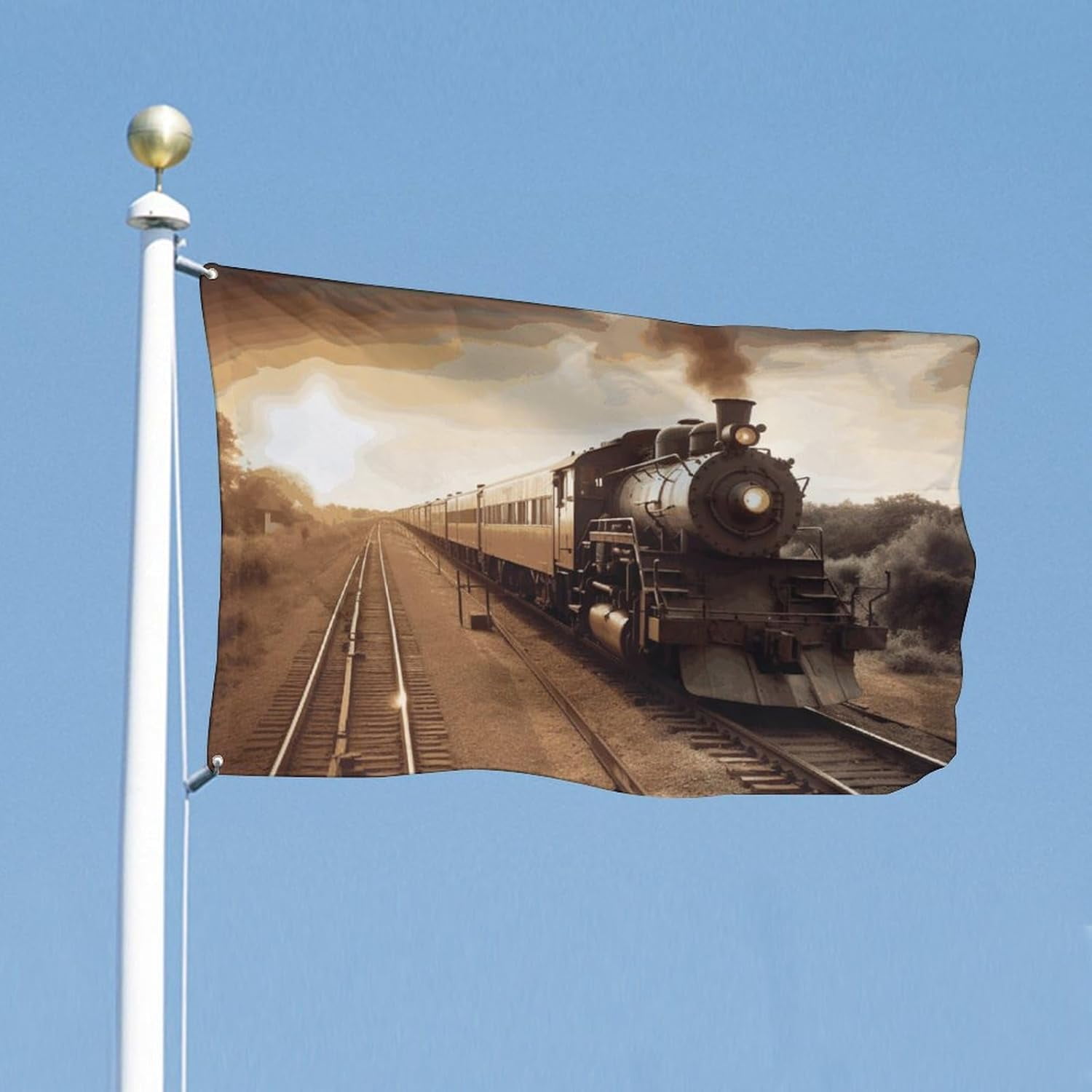 Flag 47x70 in Double Sided Yard Flags Train And Railway Garden Flag ...