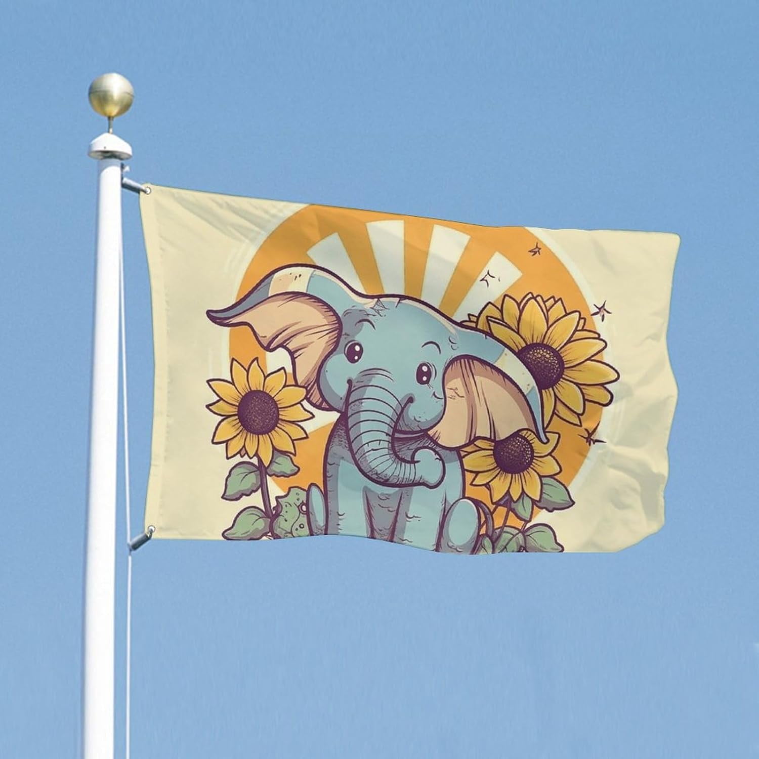 Flag 60x96 in Double Sided Yard Flags Cheery Elephant Garden Flag ...