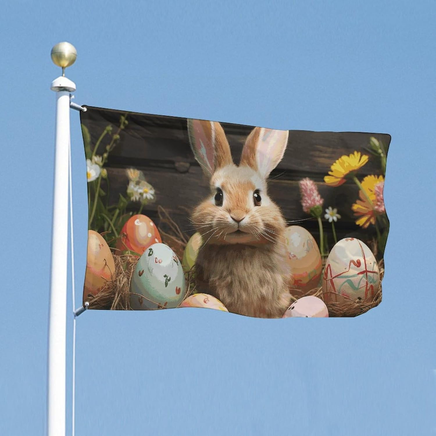 Flag 60x96 in Double Sided Yard Flags Easter Egg Bunny Garden Flag ...