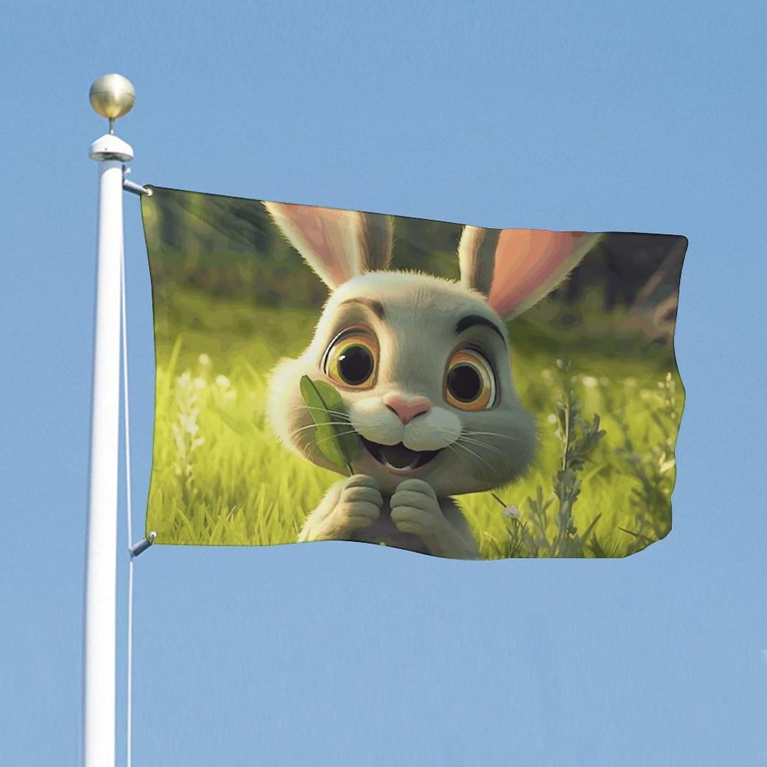 Flag 60x96 in Double Sided Yard Flags Happy Smiling Rabbit Garden Flag ...