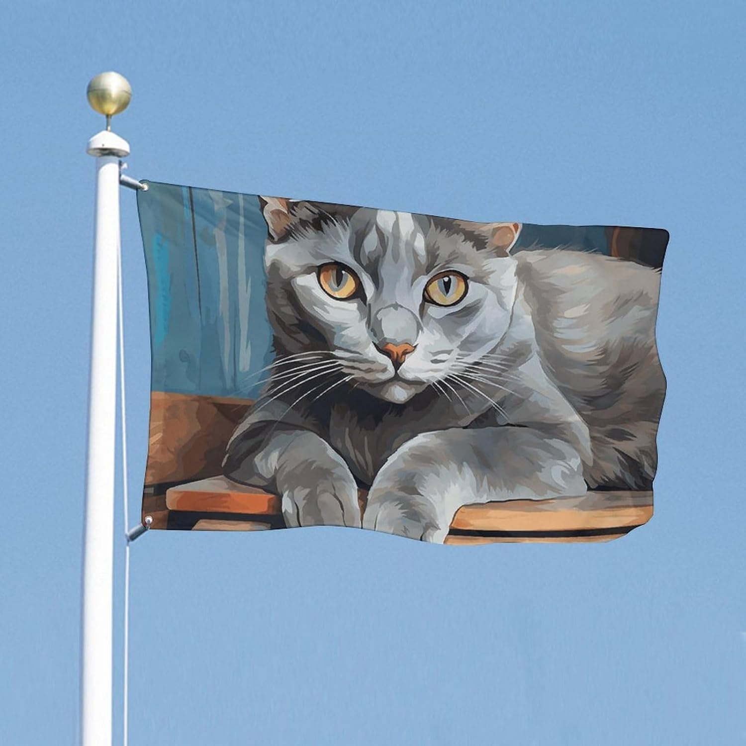 Flag 60x96 in Double Sided Yard Flags Light Gray Cat Garden Flag ...