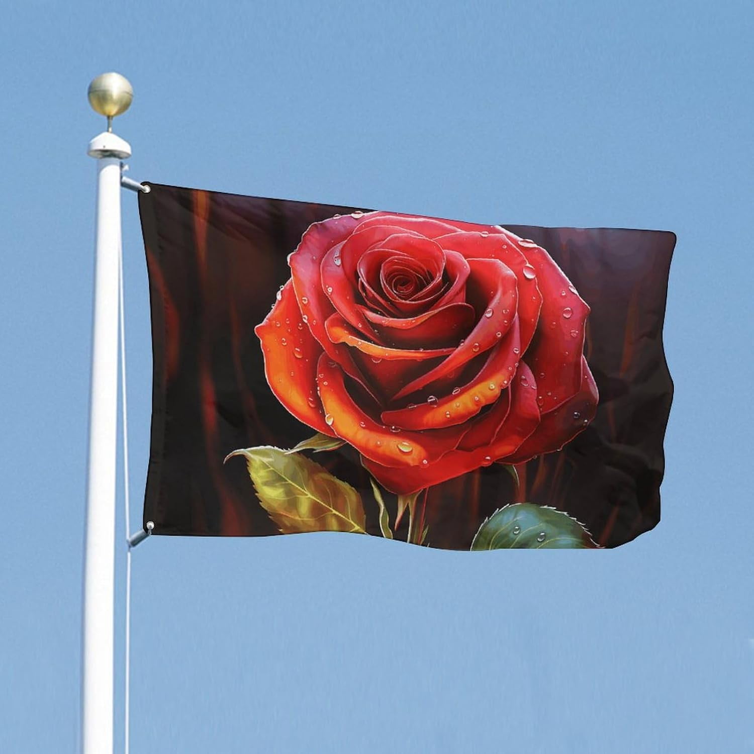Flag 60x96 in Double Sided Yard Flags Red Rose Art Garden Flag Welcome ...