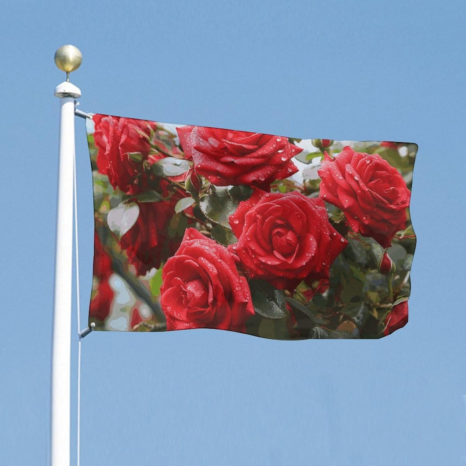 Flag 60x96 in Double Sided Yard Flags Red Roses Garden Flag Welcome ...