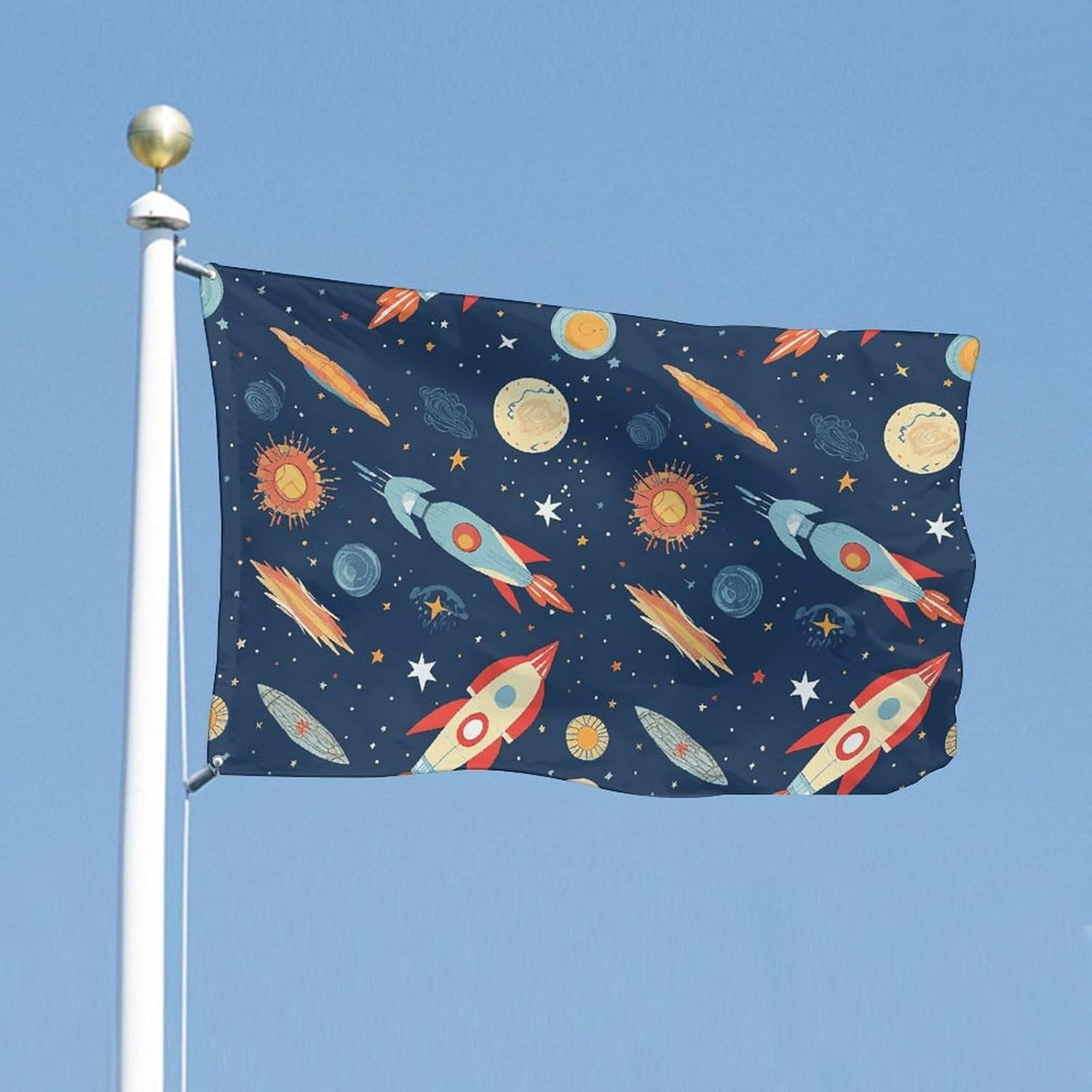Flag 60x96 in Double Sided Yard Flags Rocket in Space Garden Flag ...