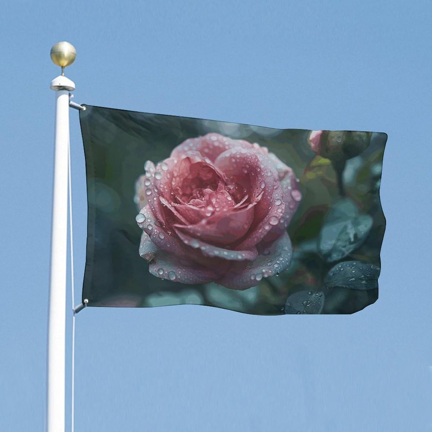 Flag 60x96 in Double Sided Yard Flags Roses in The Rain Garden Flag ...