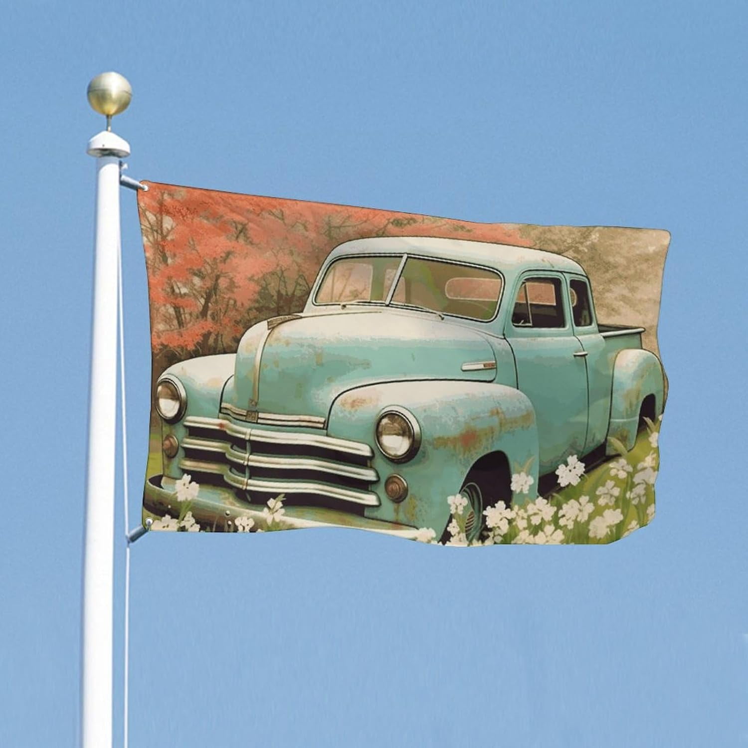 Flag 60x96 in Double Sided Yard Flags Spring Retro Car Garden Flag ...