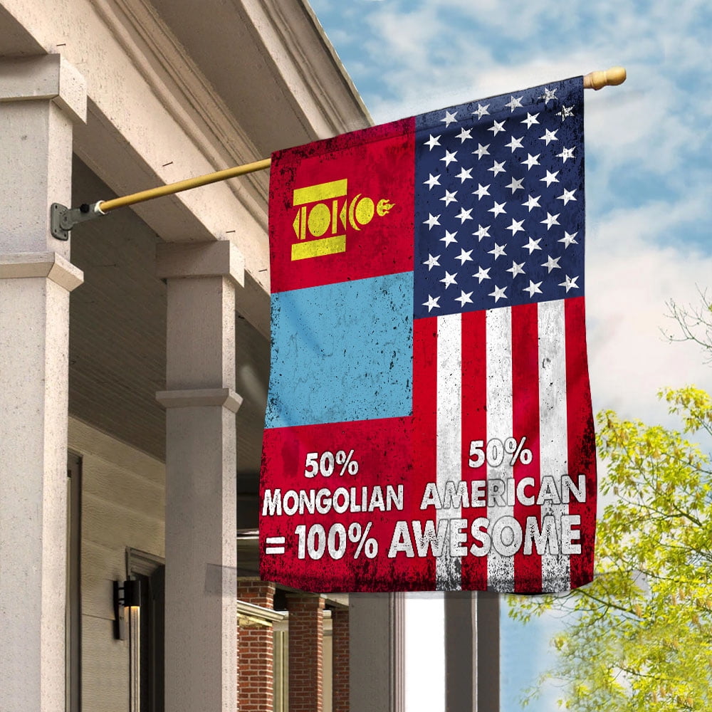 Flag American Half Mongolian Flag Mongolian American Friendship ...