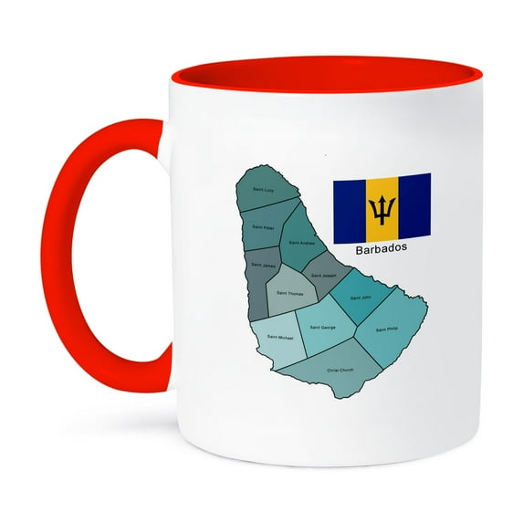 Flag And Map Of Barbados With Map Colored And All Administrative ...