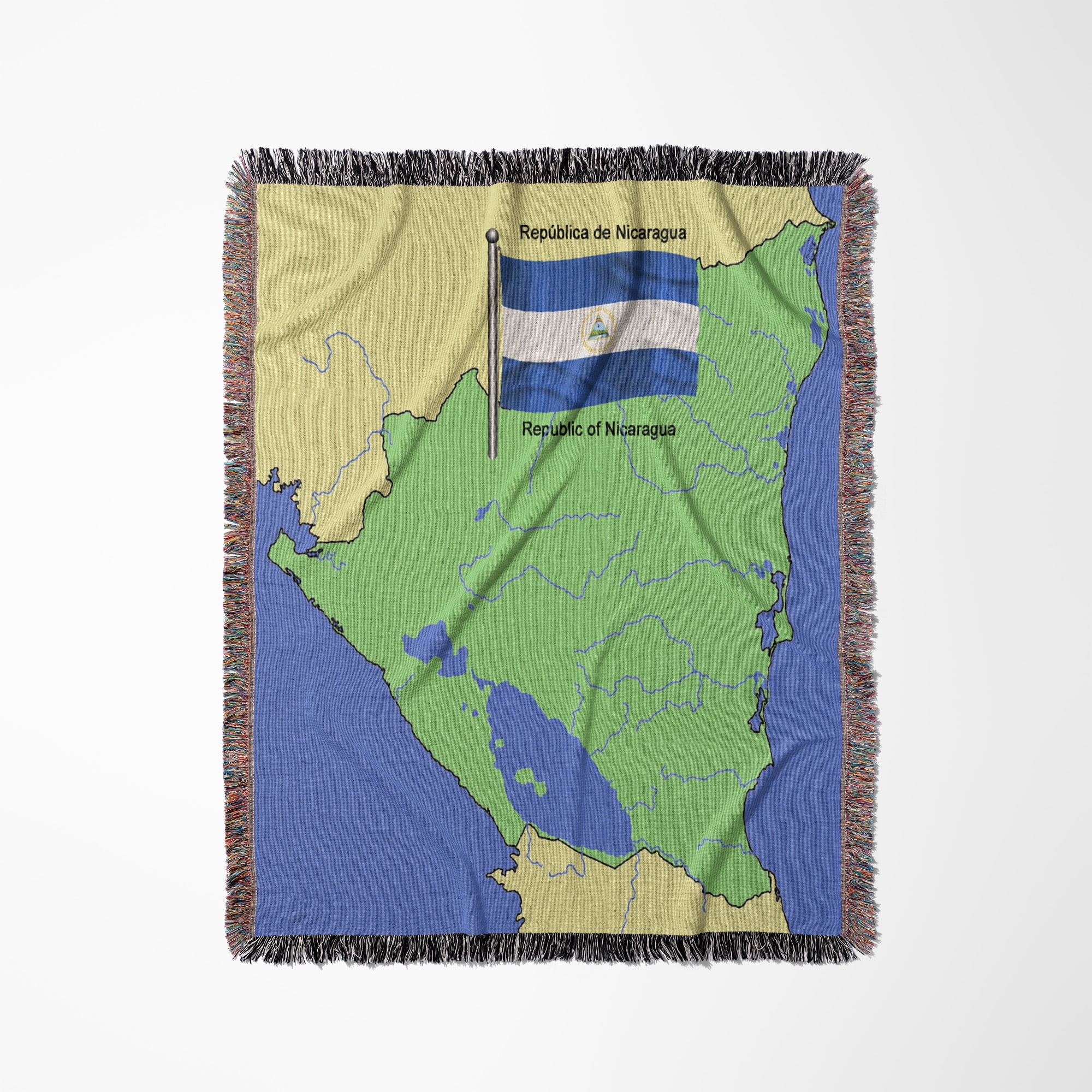 Flag And Map Of Nicaragua With The Republic Of Nicaragua Printed In ...