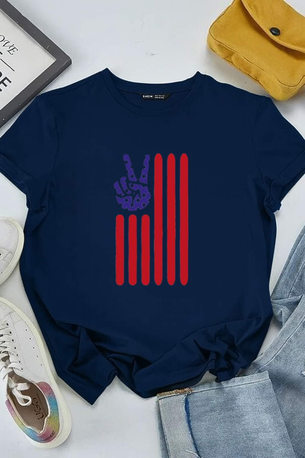 Flag And Peace Symbol With Bold Patriotic Style Unisex T-Shirt, for men ...