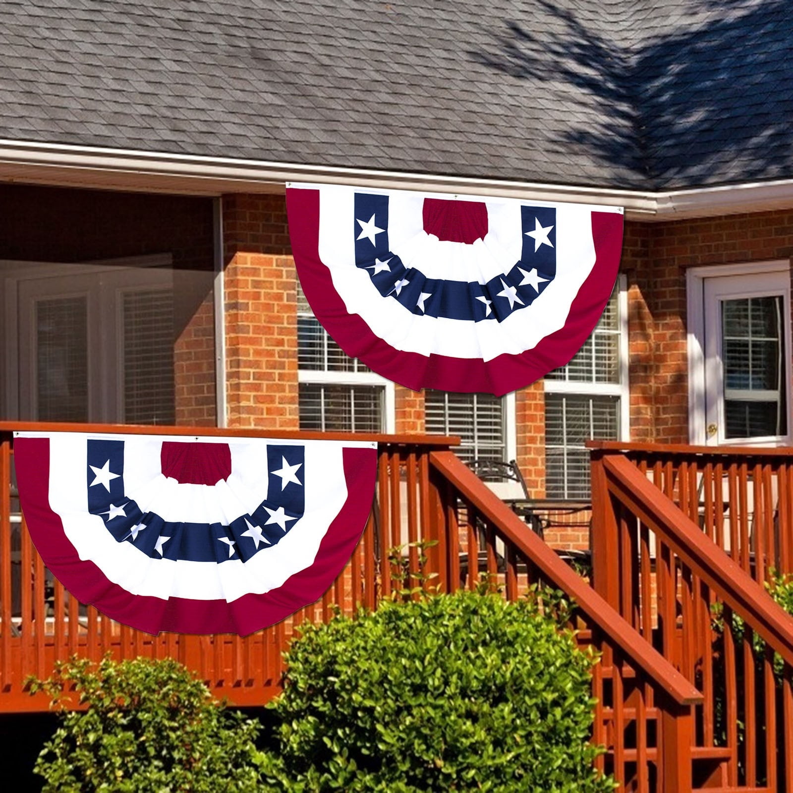 Flag Banner, Patriotic Scalloped Star Stripe Yard Fence Hanging ...