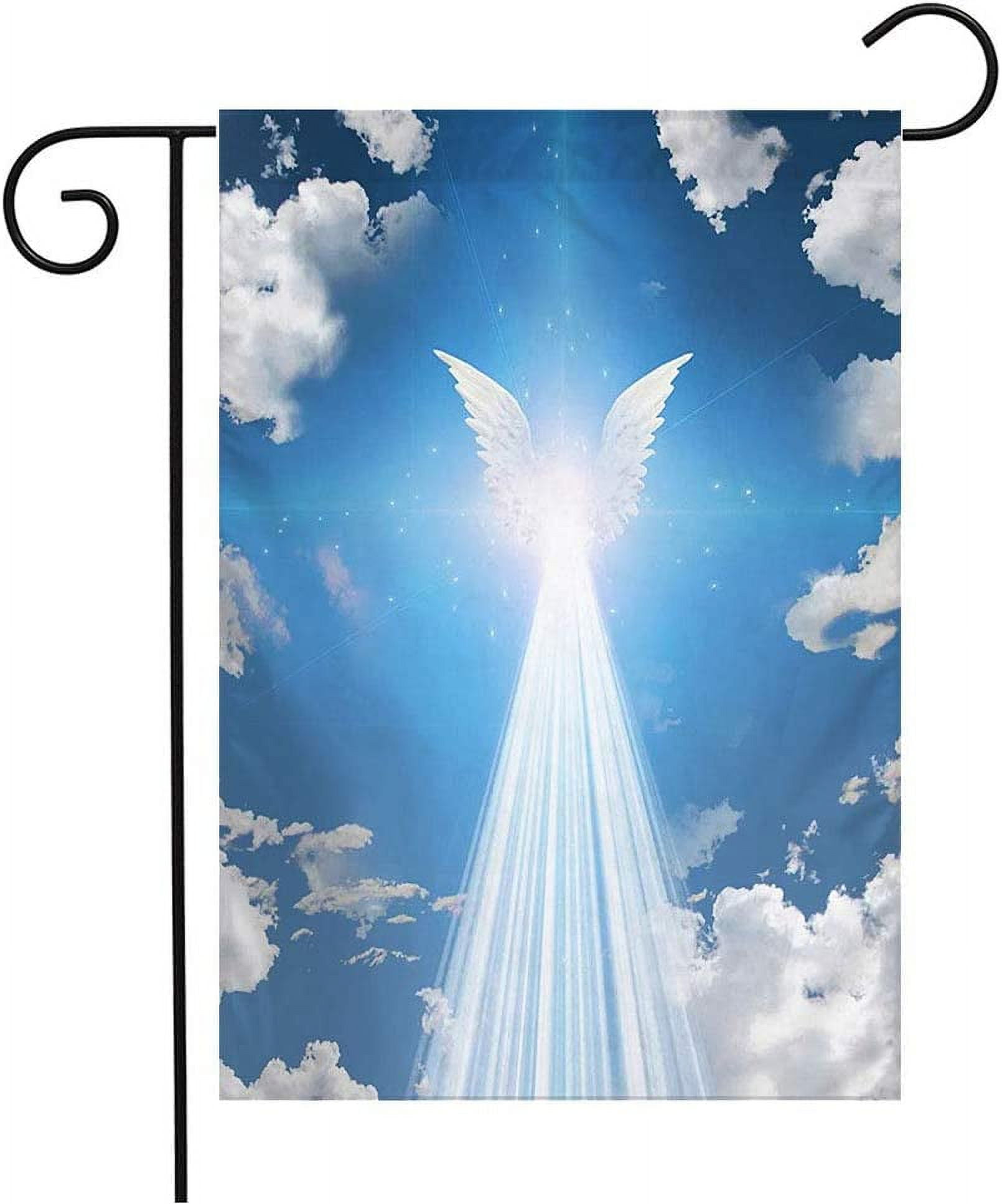 Flag Bearer Angel Winged Clouds Signs Herald Fearsome Strength Symbols ...