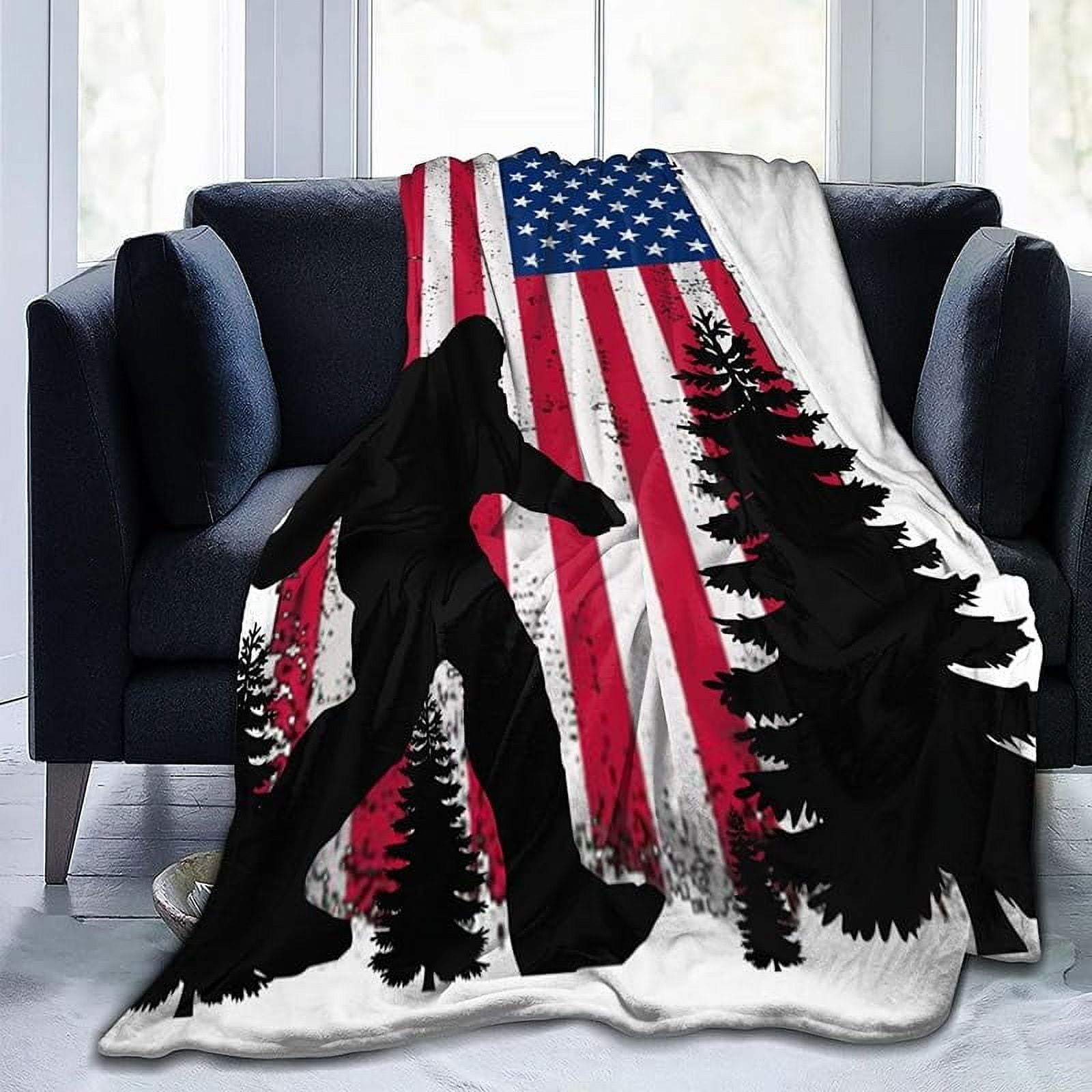 Flag Bigfoot Monster Throw Blanket 50 "x 40" Ultra-Soft Micro Fleece ...